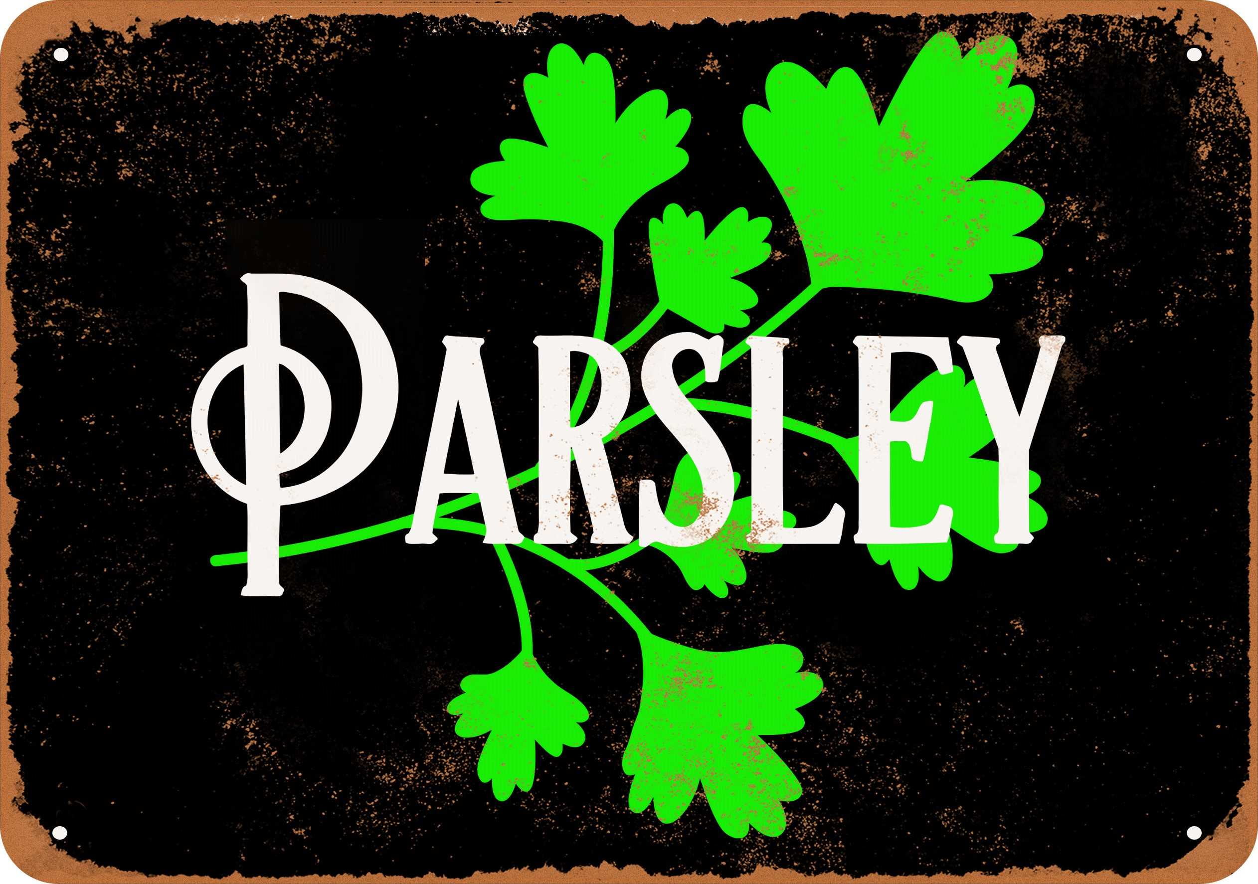 7 x 10 METAL SIGN - Parsley (Dark Background) - Vintage Rusty Look ...