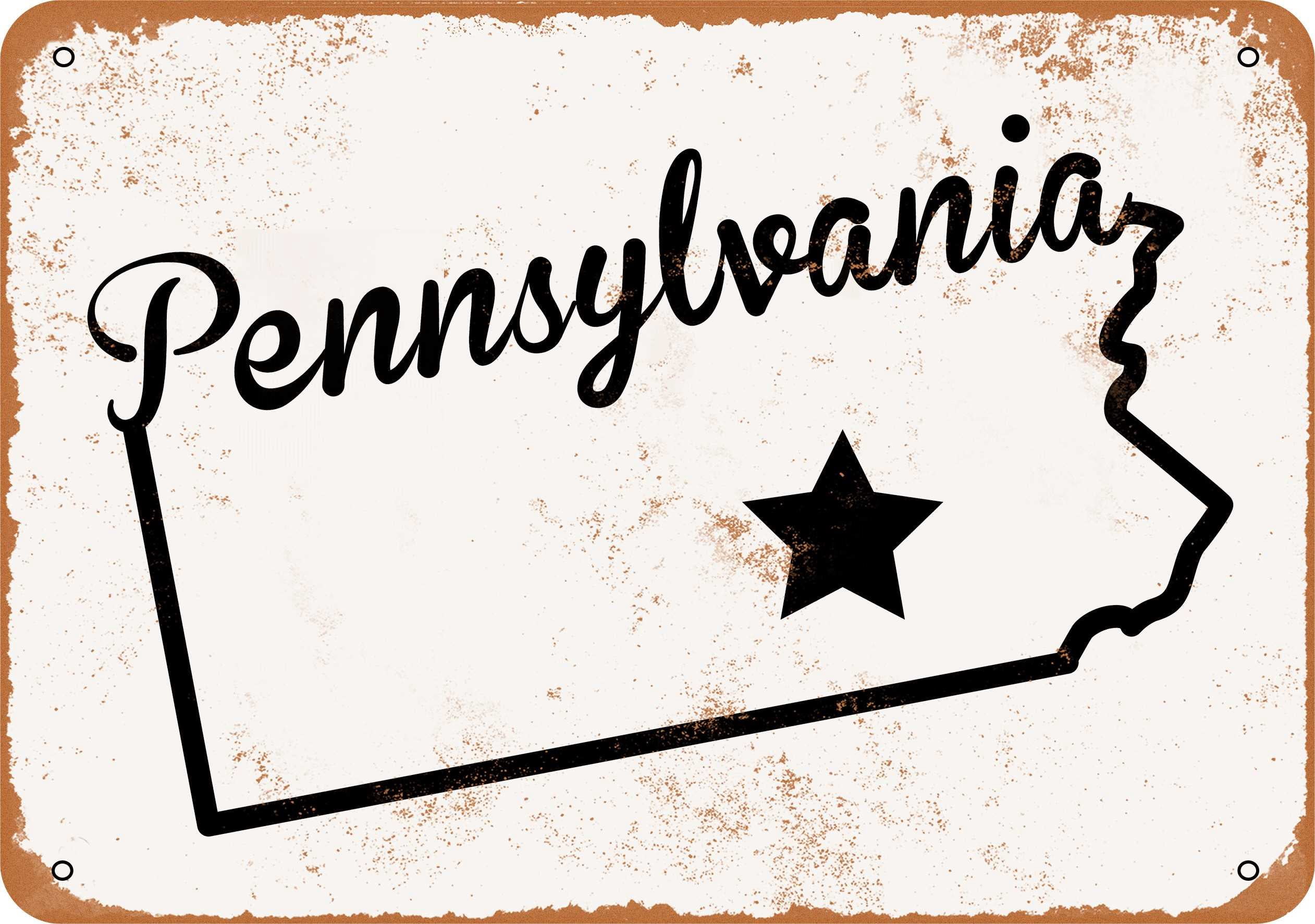 7 x 10 METAL SIGN - Pennsylvania State 3 - Vintage Rusty Look - Walmart.com