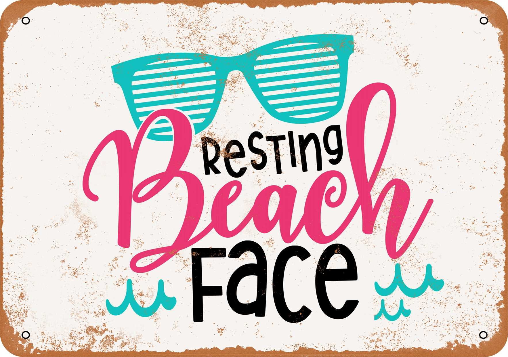 7 x 10 METAL SIGN - Resting Beach Face - Vintage Rusty Look - Walmart.com