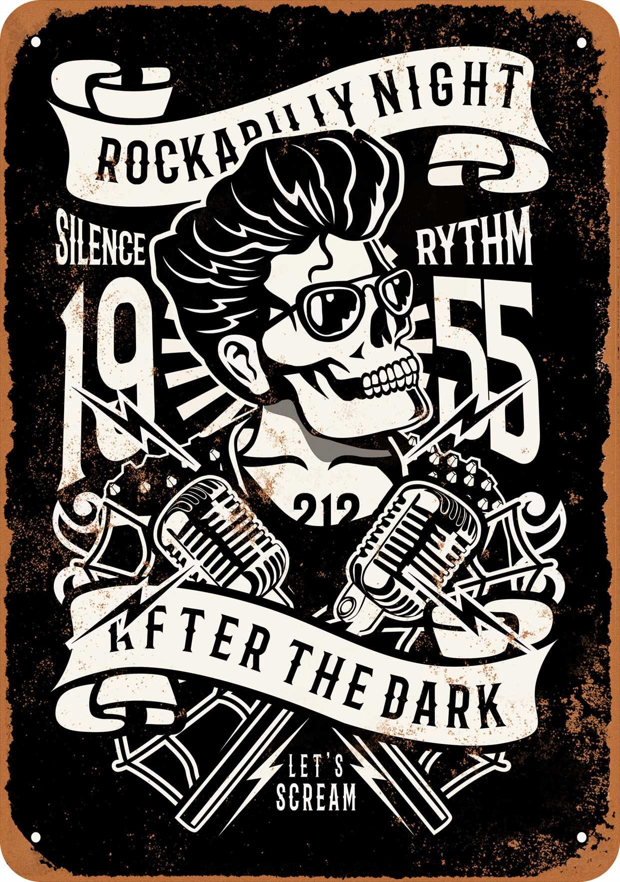 7 x 10 METAL SIGN - Rockabilly Night - Vintage Rusty Look - Walmart.com