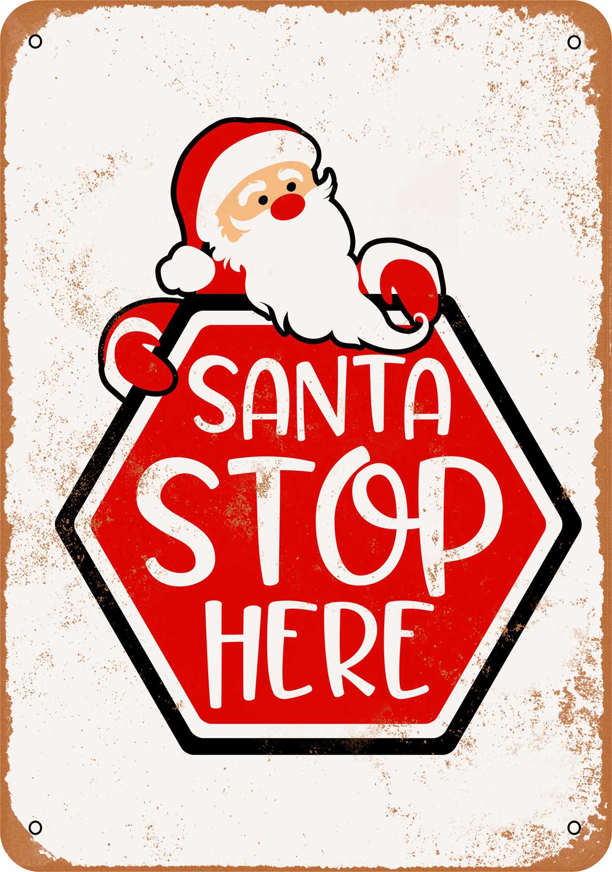 7 x 10 METAL SIGN - Santa Stop Here - Vintage Rusty Look - Walmart.com