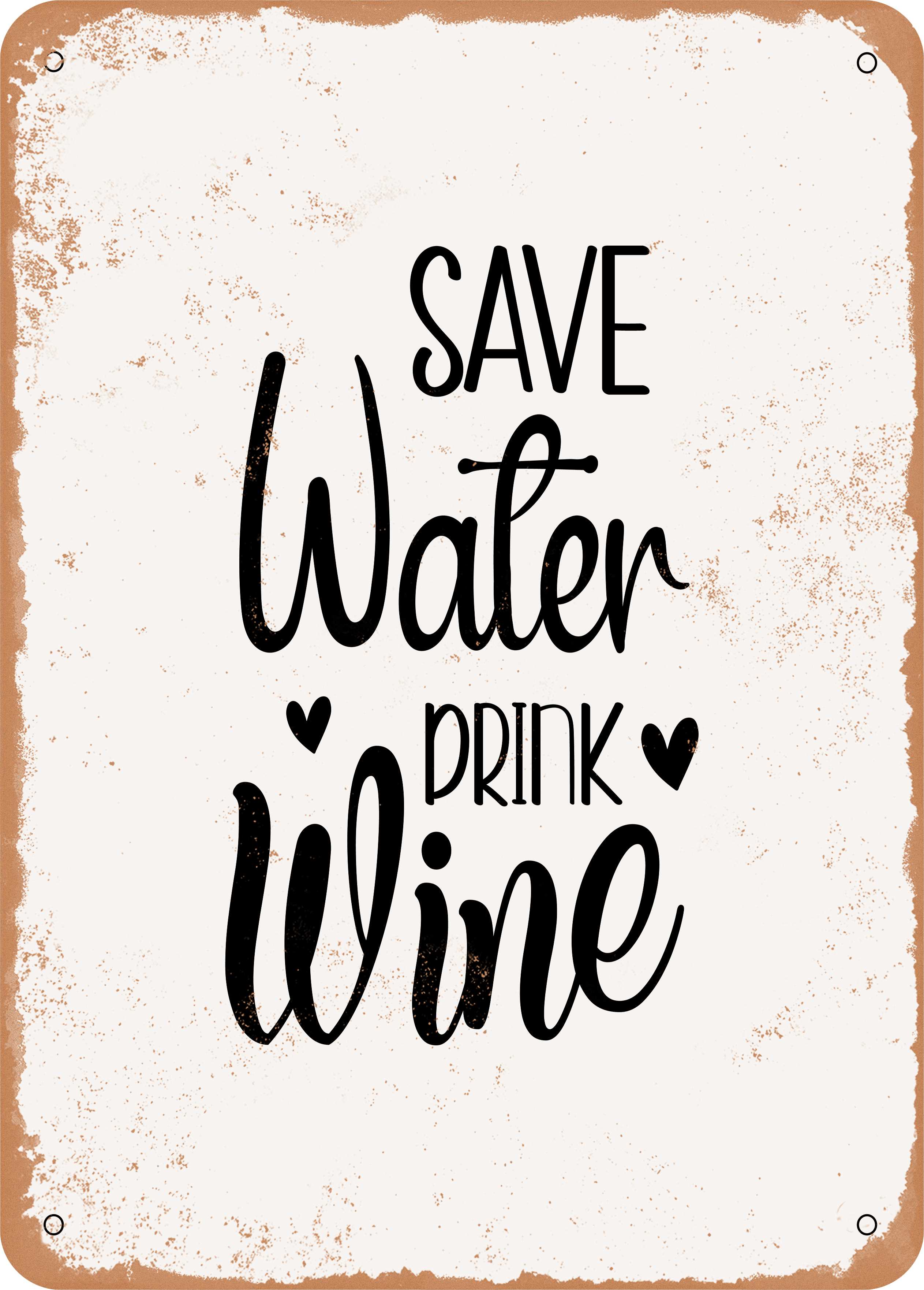 7 x 10 METAL SIGN - Save Water Drink Wine - 3 - Vintage Rusty Look ...