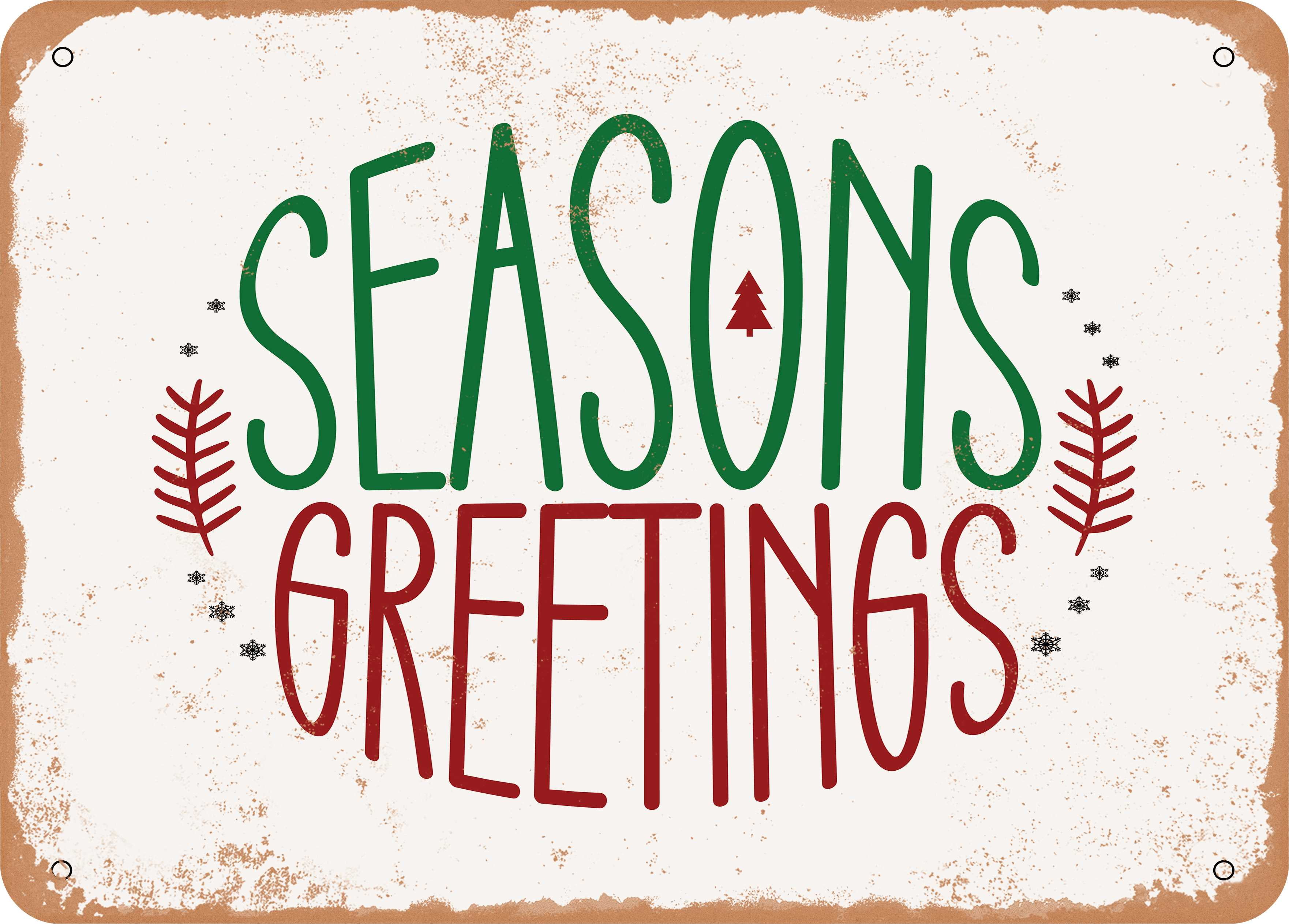 7 x 10 METAL SIGN - Seasons Greetings - Vintage Rusty Look - Walmart.com