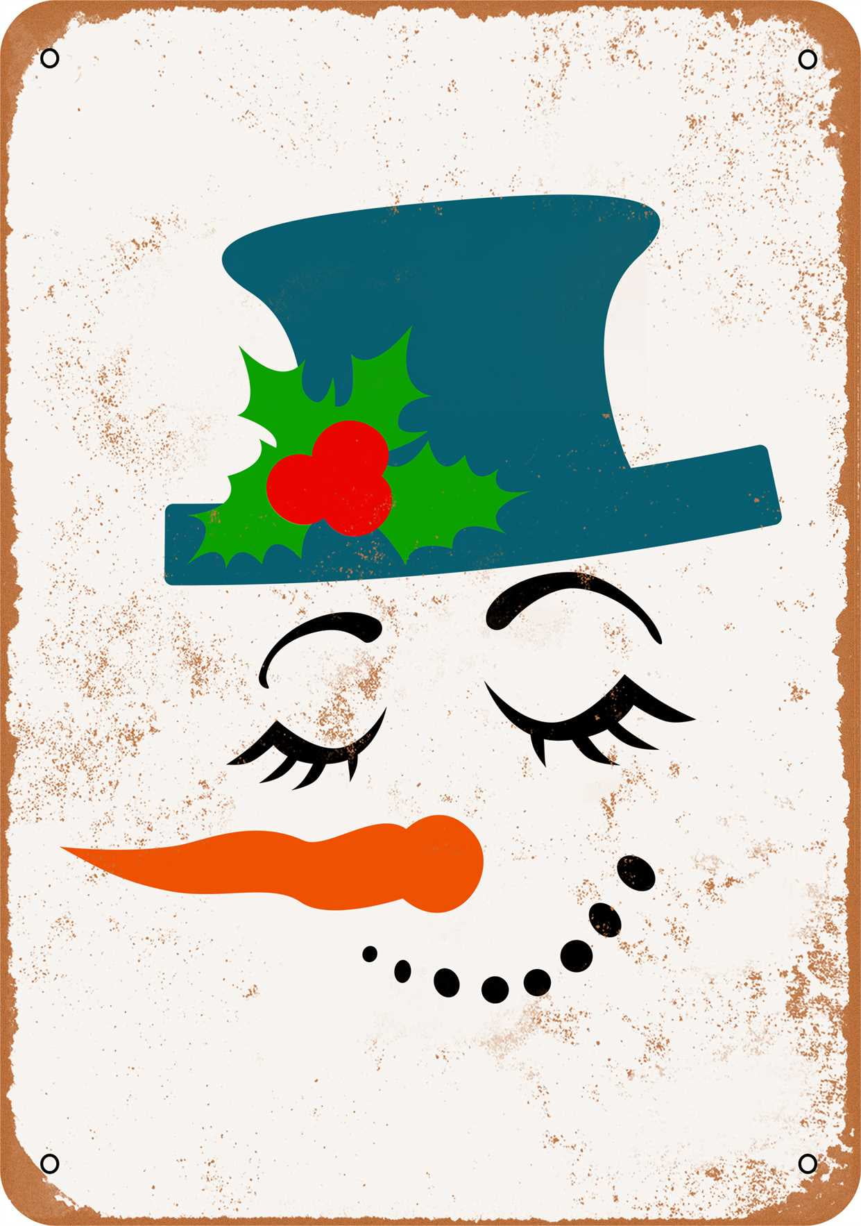7 x 10 METAL SIGN - Snowman Face Girl - Vintage Rusty Look - Walmart.com