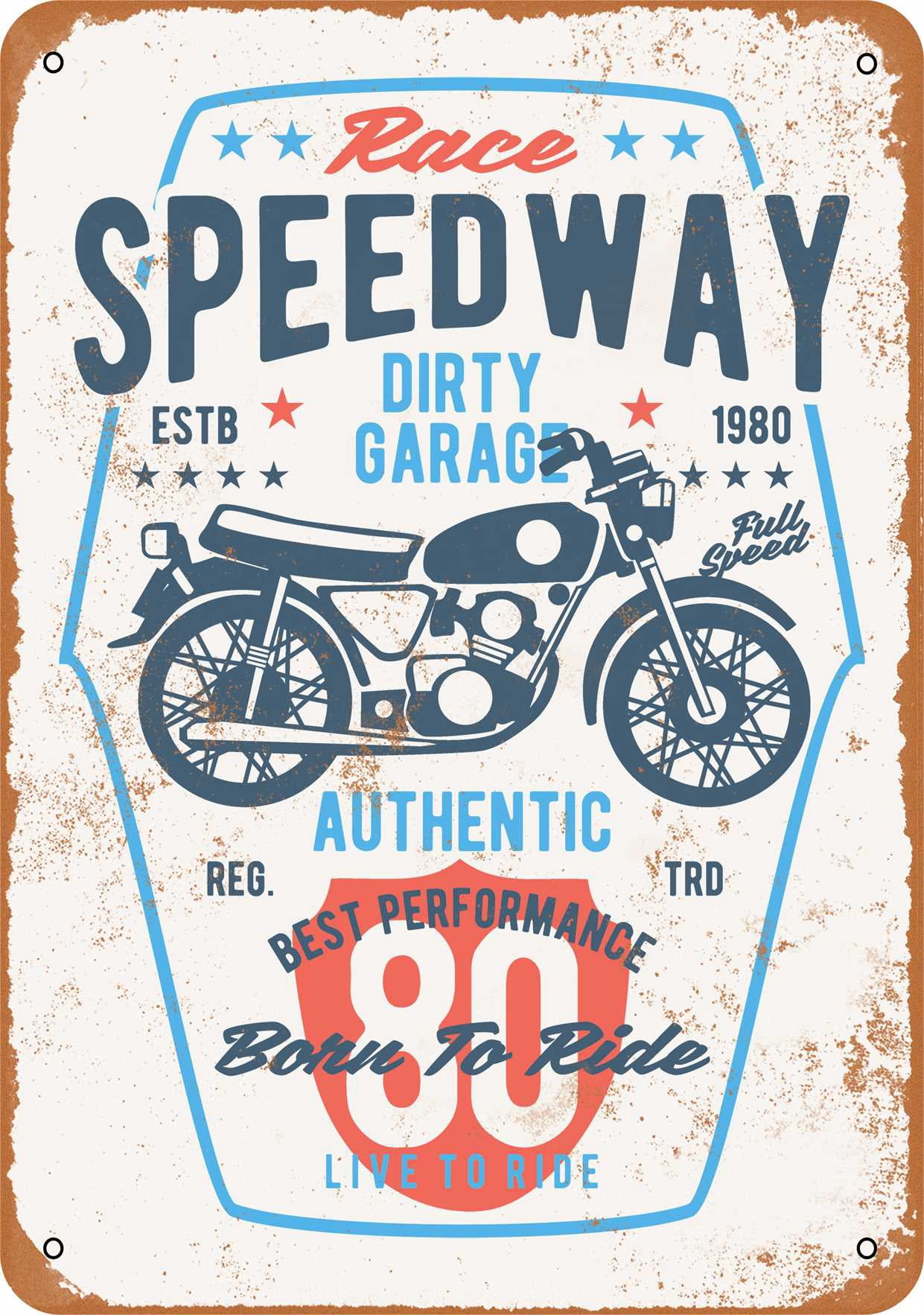 7 x 10 METAL SIGN - Speedway Motorcycle Garage - Vintage Rusty Look ...