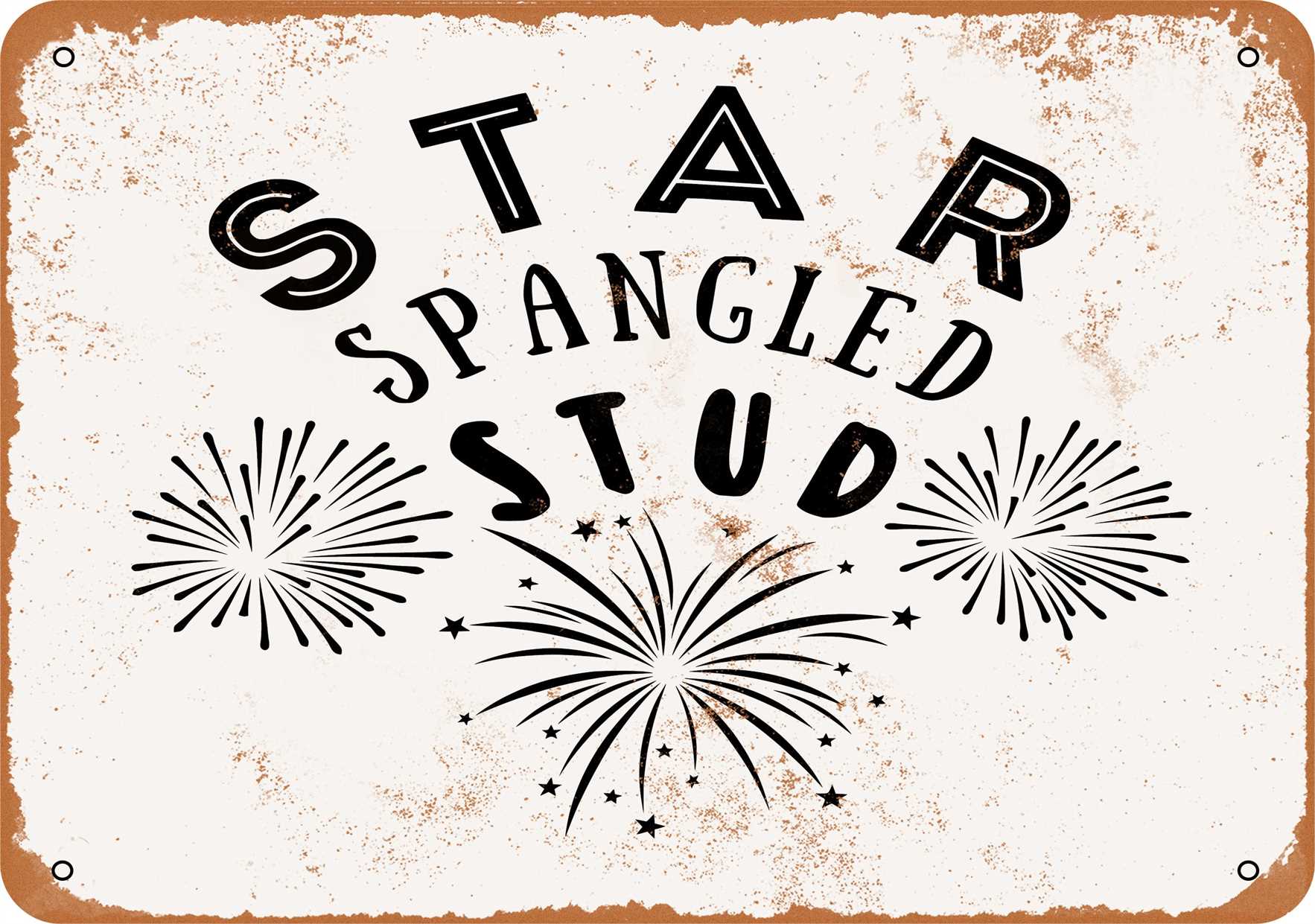 7 x 10 METAL SIGN - Star Spangled Stud - Vintage Rusty Look - Walmart.com