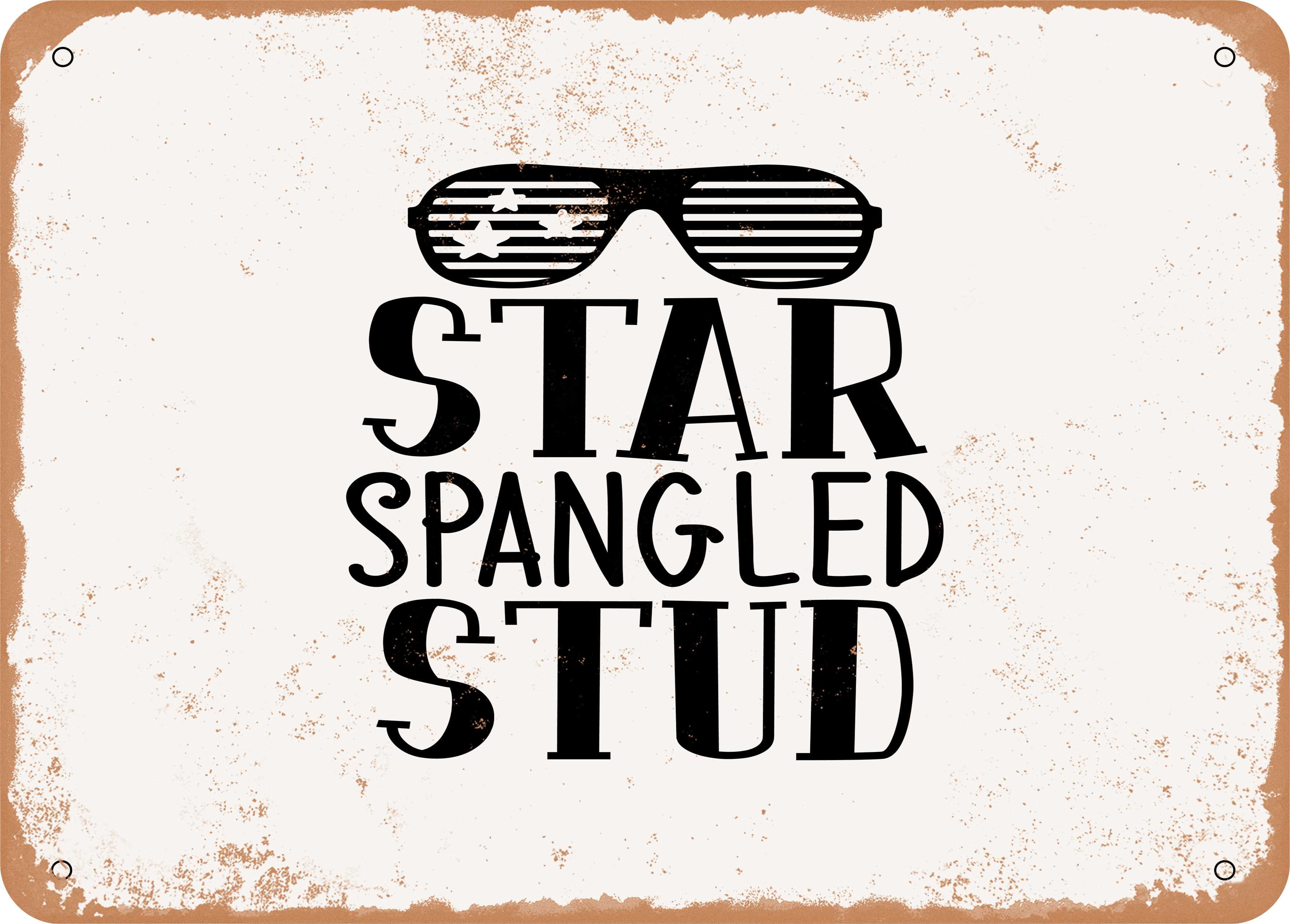 7 x 10 METAL SIGN - Star Spangled Stud - Vintage Rusty Look - Walmart.com