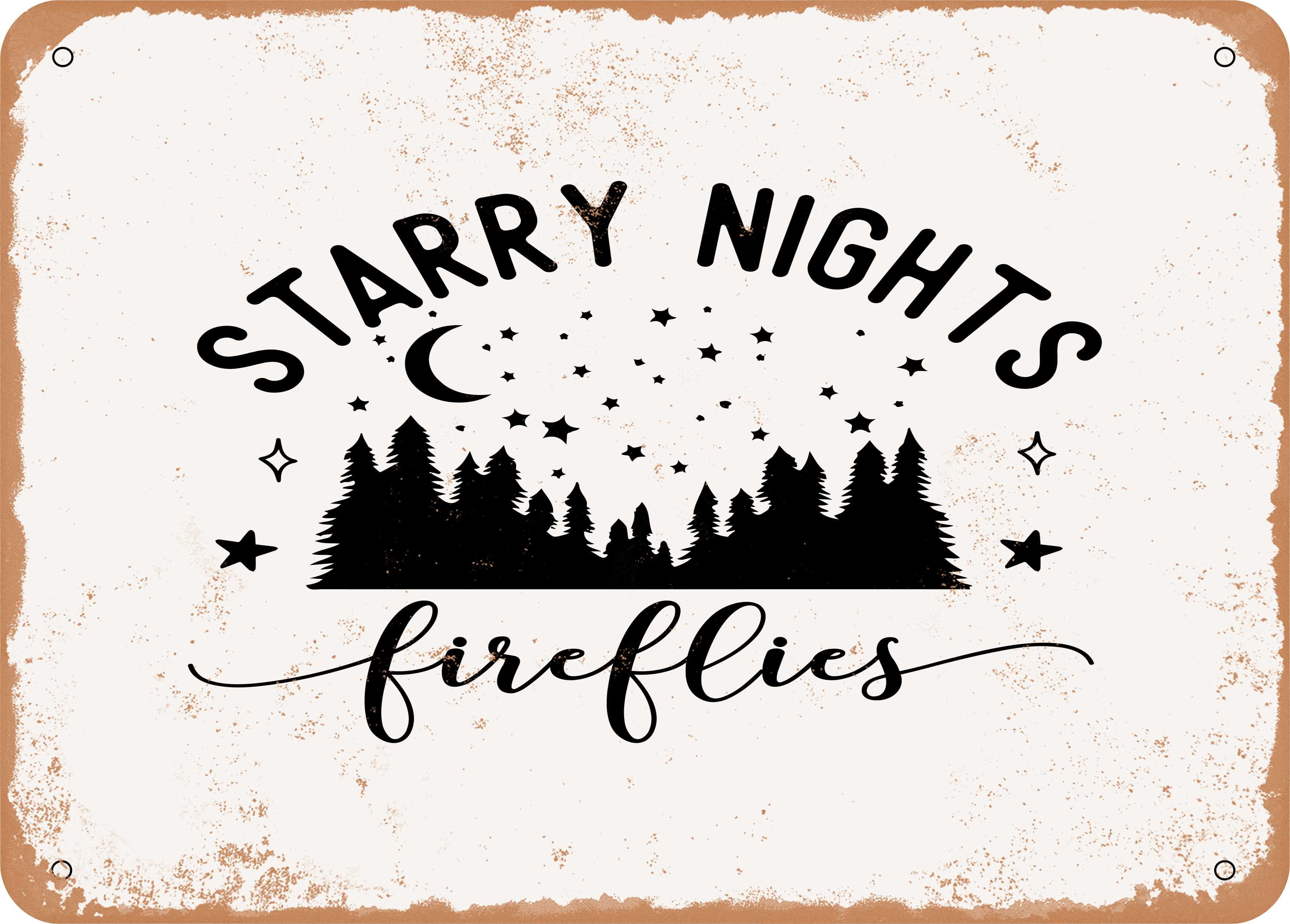 7 x 10 METAL SIGN - Starry Nights Fireflies - Vintage Rusty Look ...