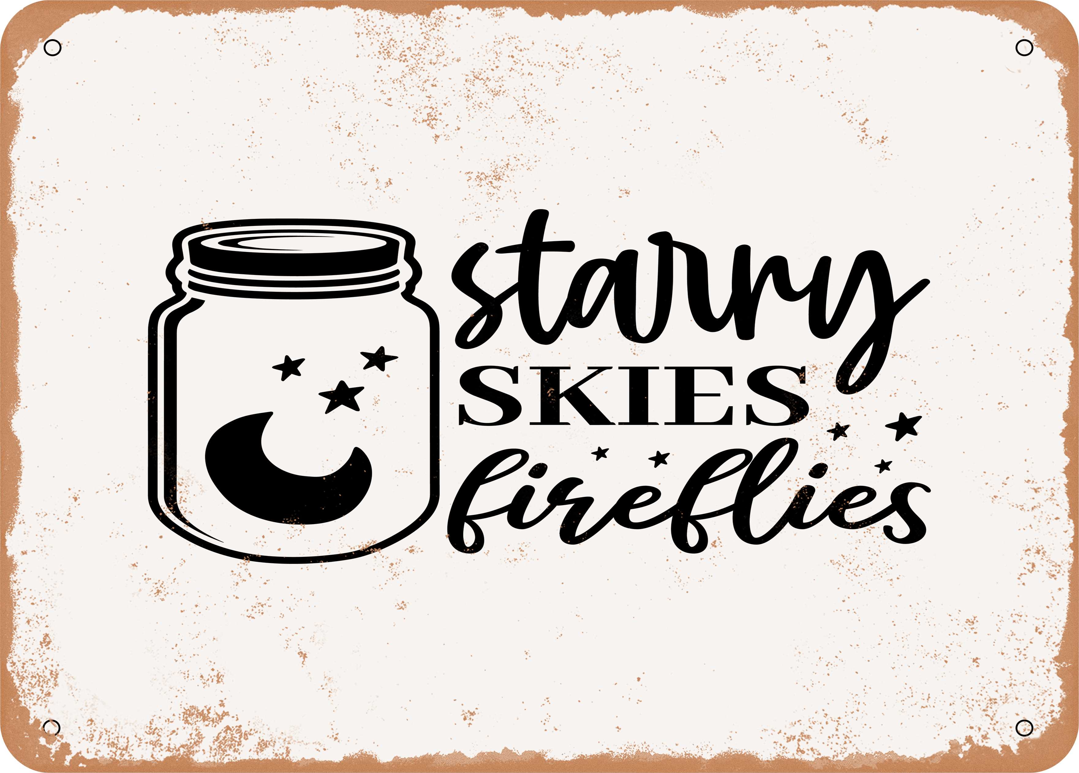7 x 10 METAL SIGN - Starry Skies Fireflies - Vintage Rusty Look - Walmart.com