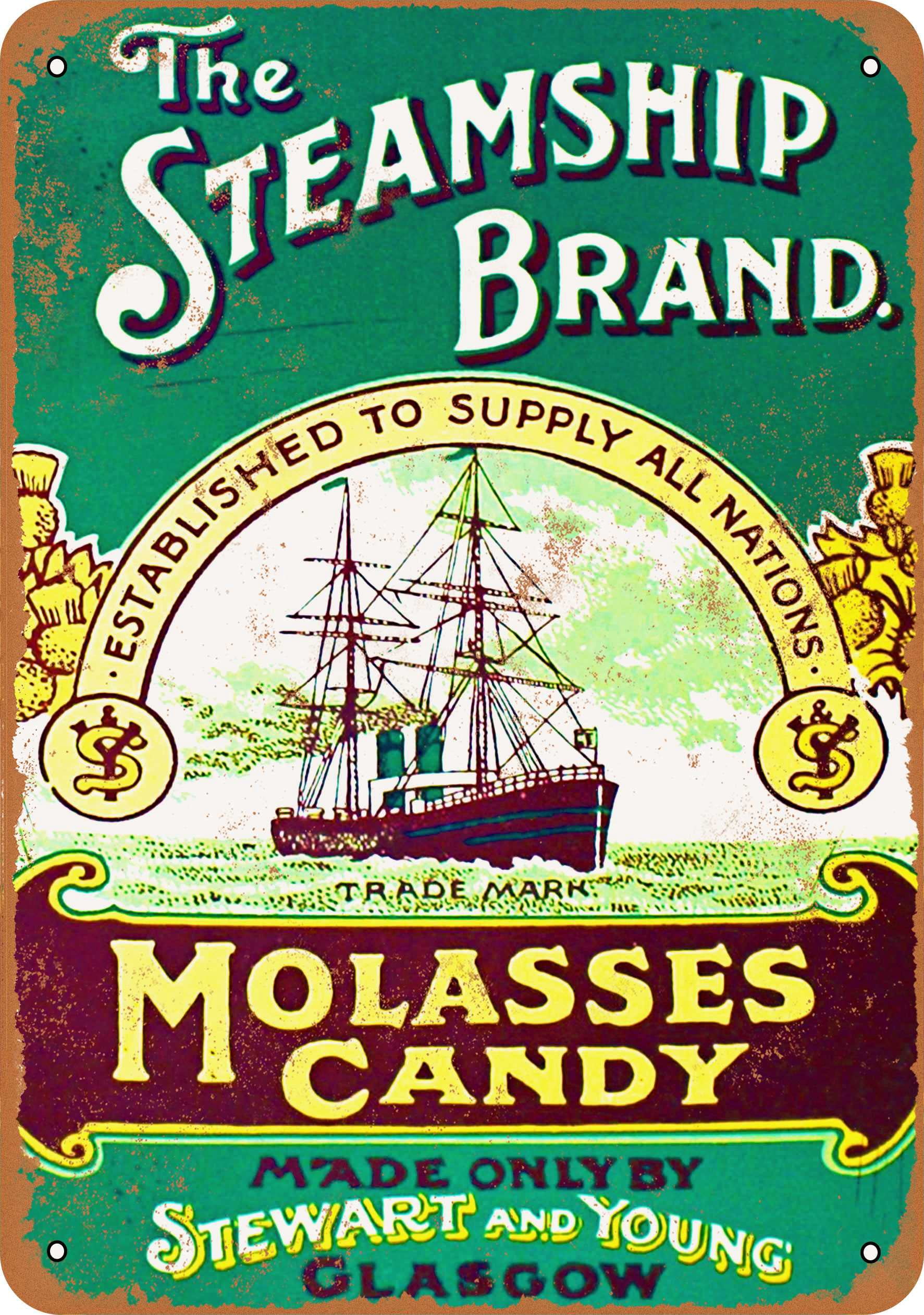 7 x 10 METAL SIGN - Steamship Molasses Candy - Vintage Rusty Look ...