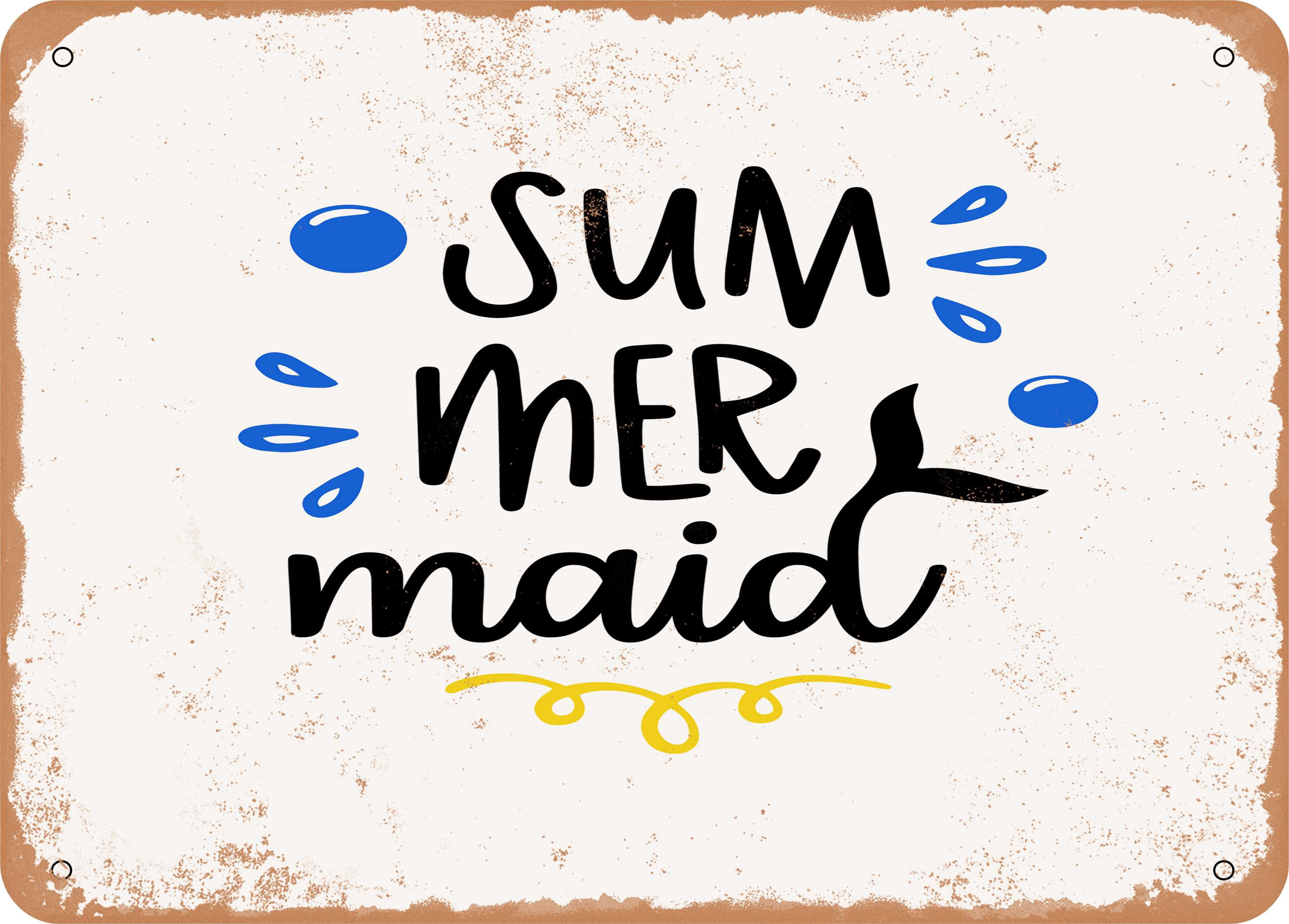 7 x 10 METAL SIGN - Sum Mer Maid - Vintage Rusty Look - Walmart.com