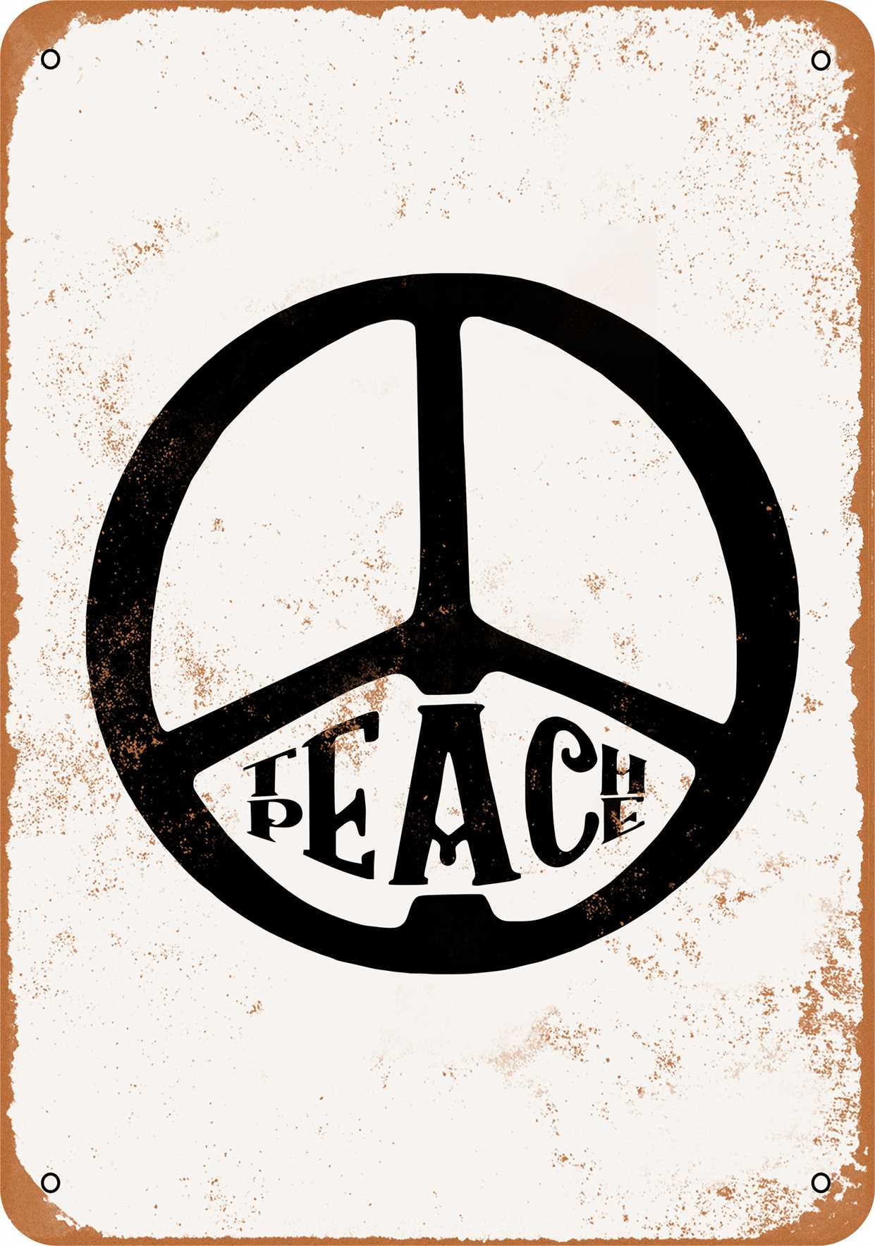 7 x 10 METAL SIGN - Teach Peace Sign - Vintage Rusty Look - Walmart.com