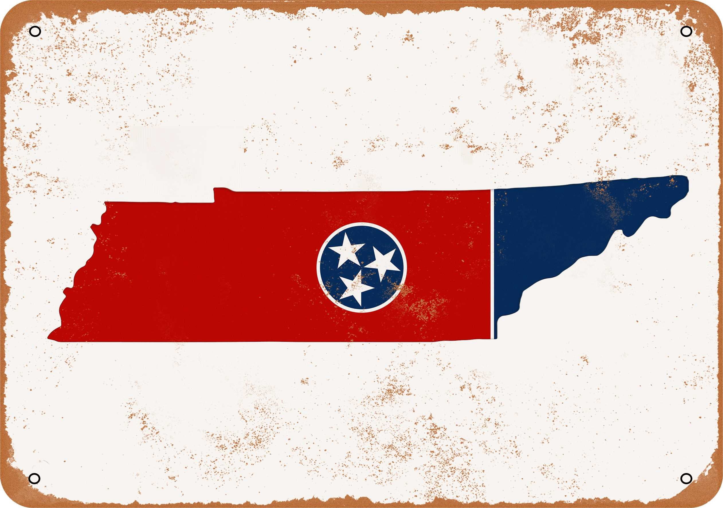 7 x 10 METAL SIGN - Tennessee State Flag Design - Vintage Rusty Look ...