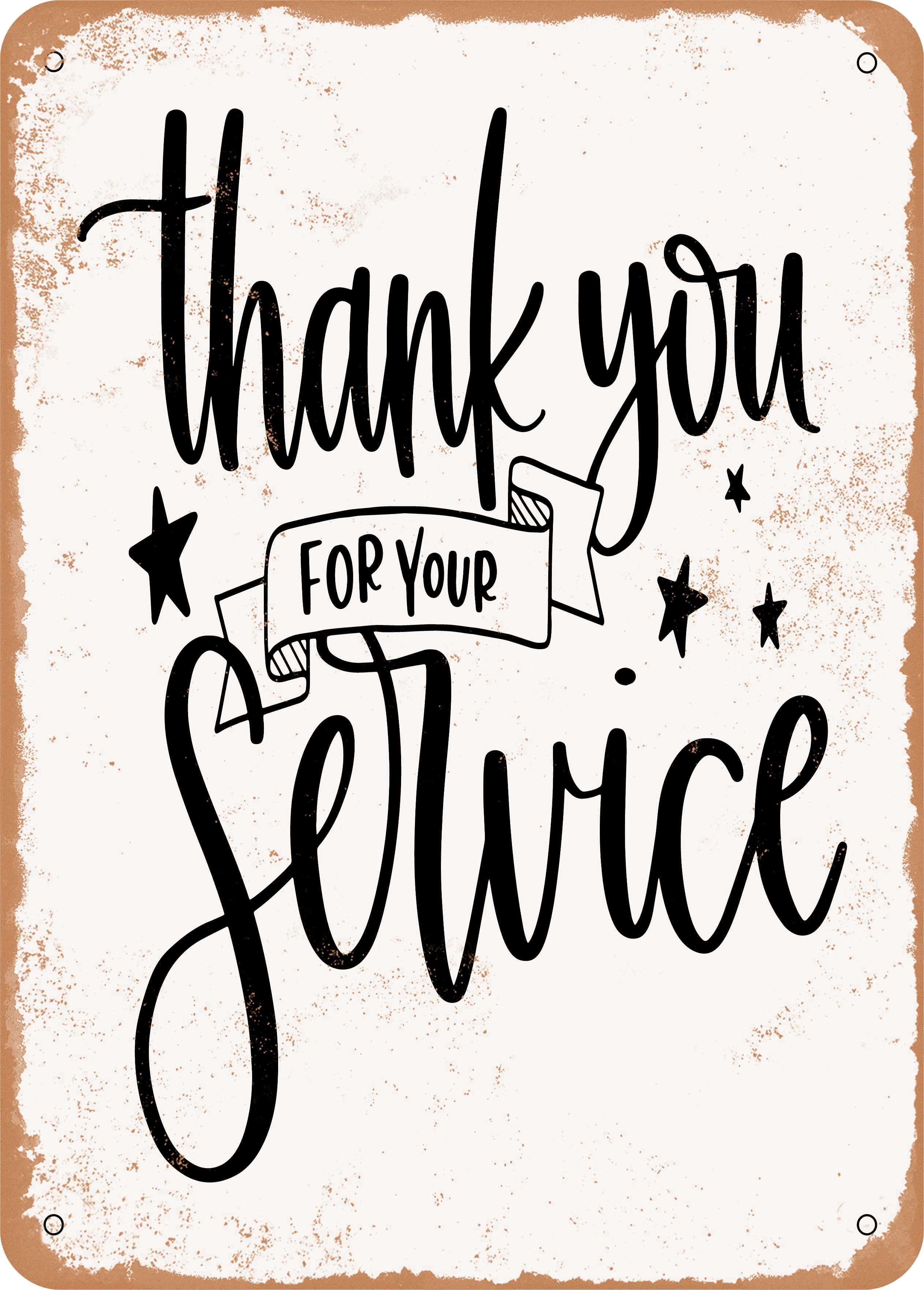 7 x 10 METAL SIGN - Thank You For Your Service - Vintage Rusty Look ...