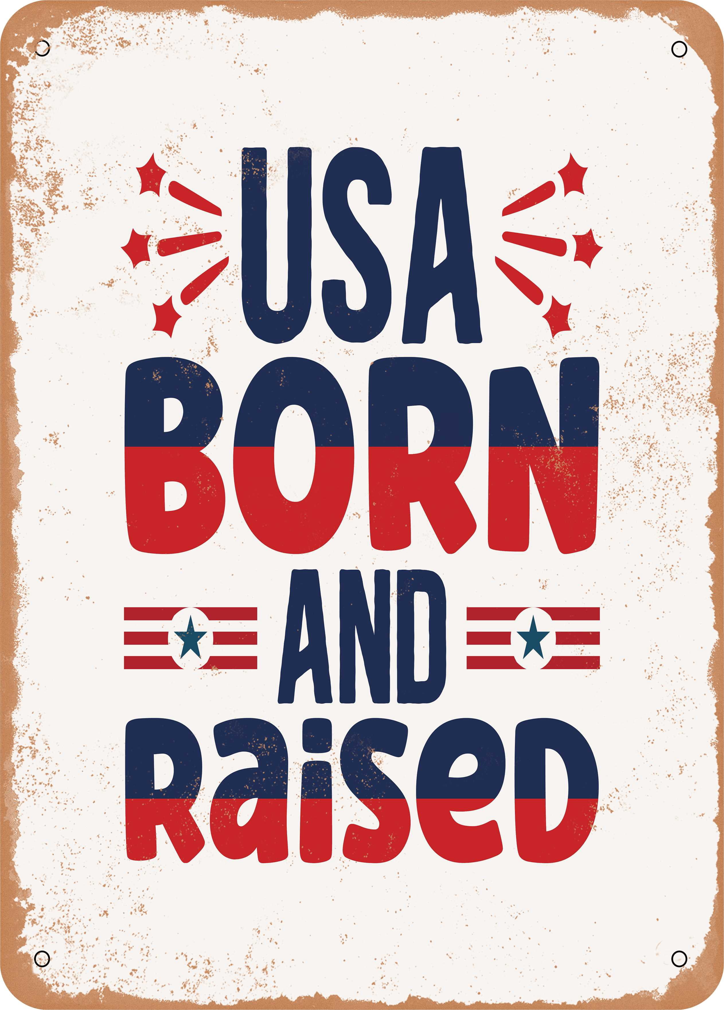 7 x 10 METAL SIGN - USA Born and Raised - Vintage Rusty Look - Walmart.com