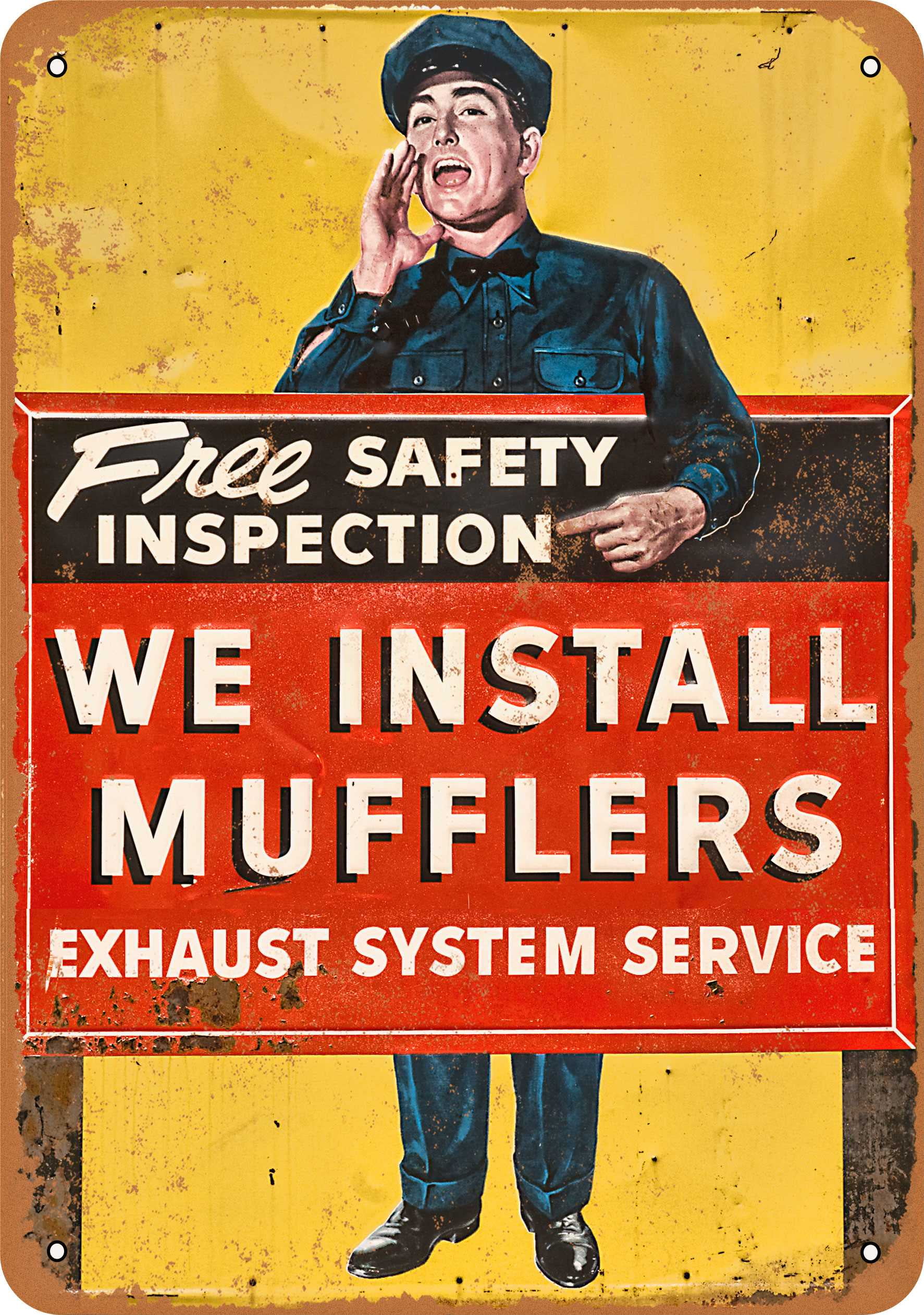 7 x 10 METAL SIGN - We Install Mufflers - Vintage Rusty Look - Walmart.com