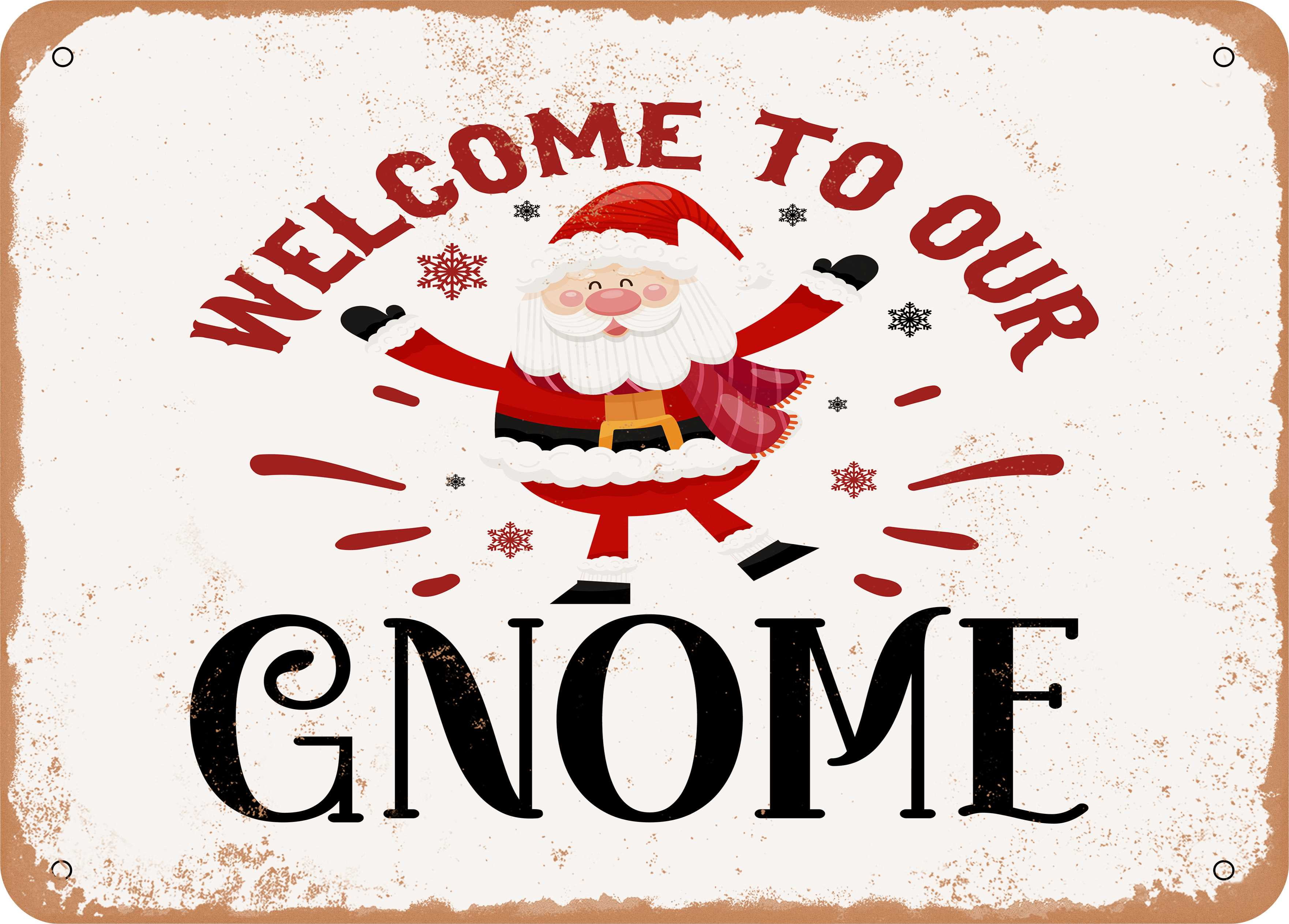 7 x 10 METAL SIGN - Welcome to Our Gnome - Vintage Rusty Look - Walmart.com