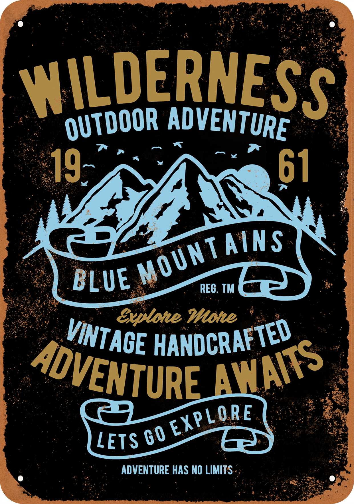 7 x 10 METAL SIGN - Wilderness Outdoor Adventure (Dark Background ...