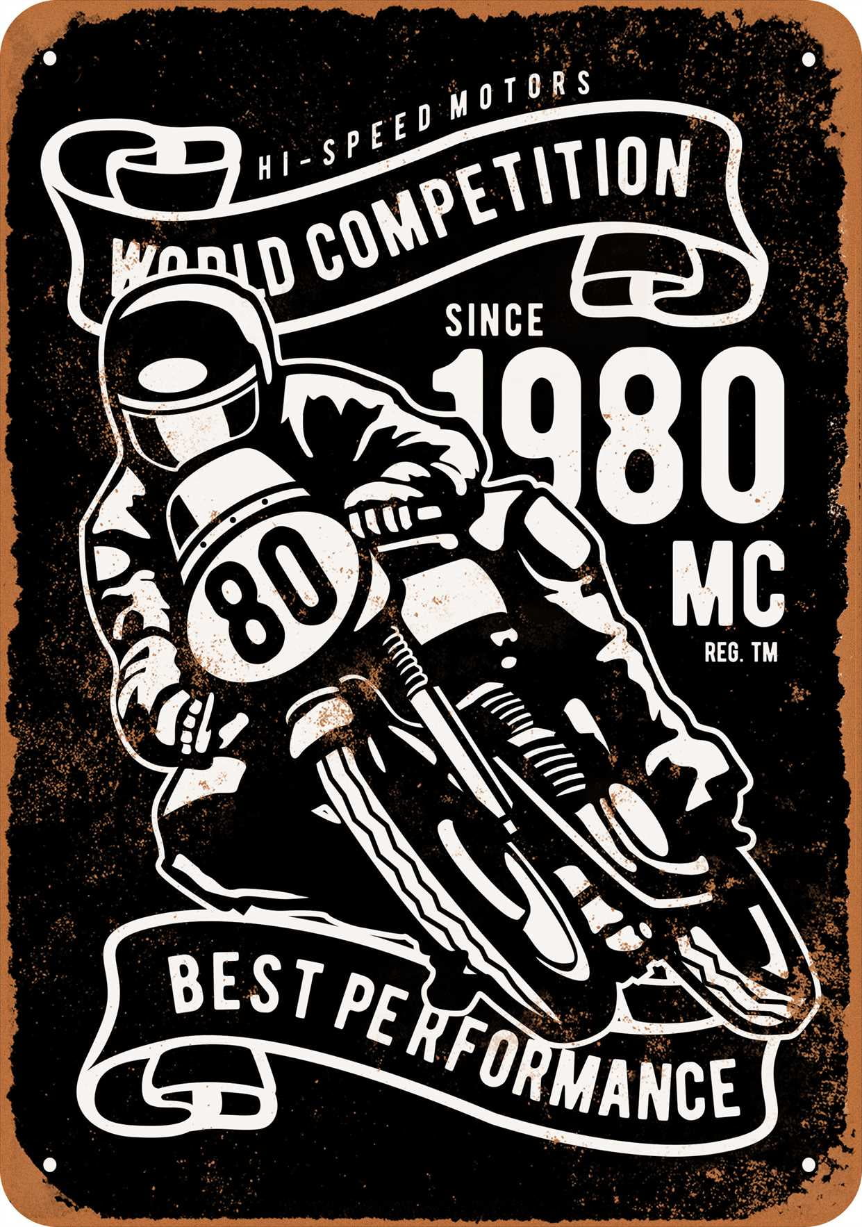 7 x 10 METAL SIGN - World Competition Motorcycles - Vintage Rusty Look ...