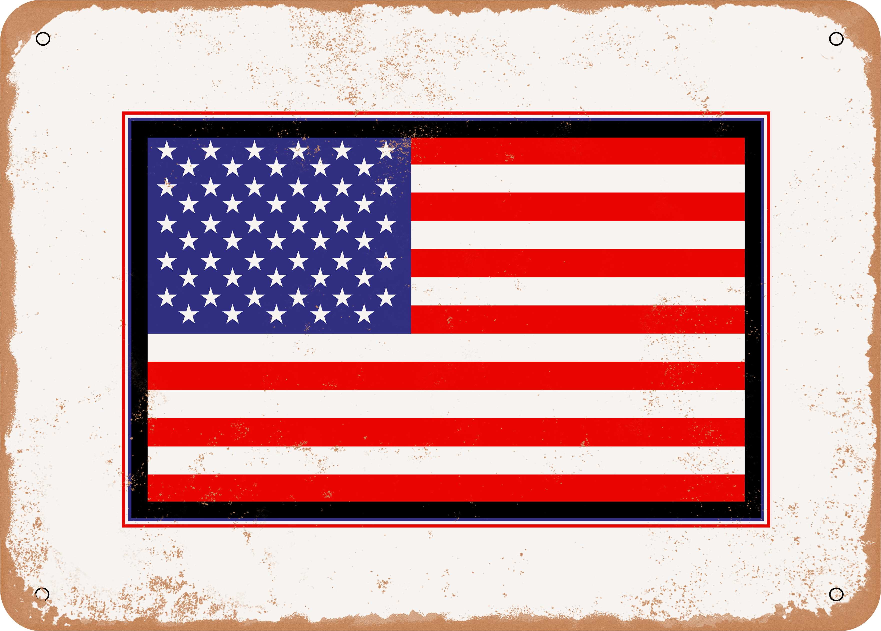 7 x 10 METAL SIGN - d American Flag - Vintage Rusty Look - Walmart.com