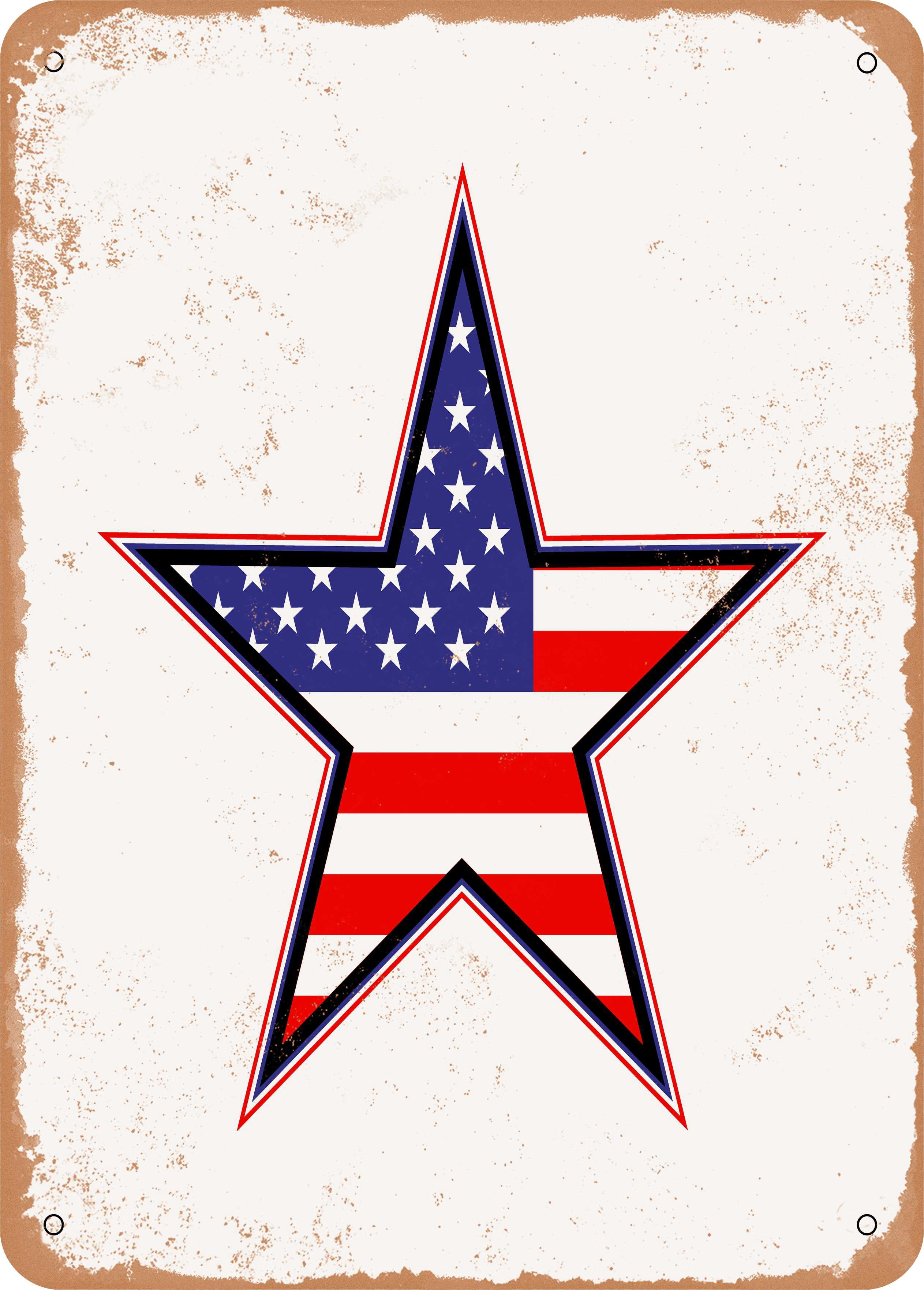 7 x 10 METAL SIGN - d Star American Flag - Vintage Rusty Look - Walmart.com