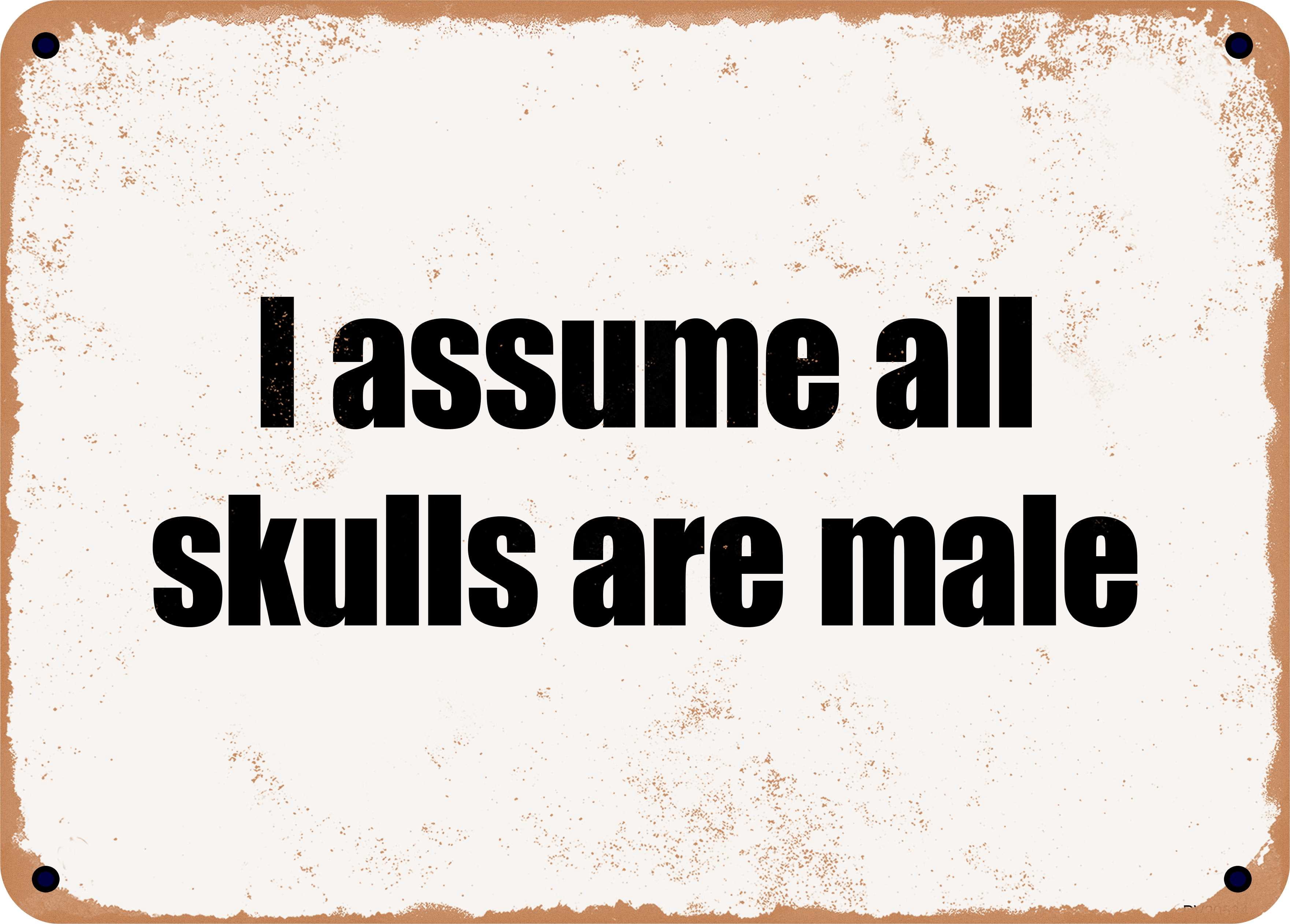 7 x 10 Metal Sign - I assume all skulls are male - Rusty Vintage Look ...