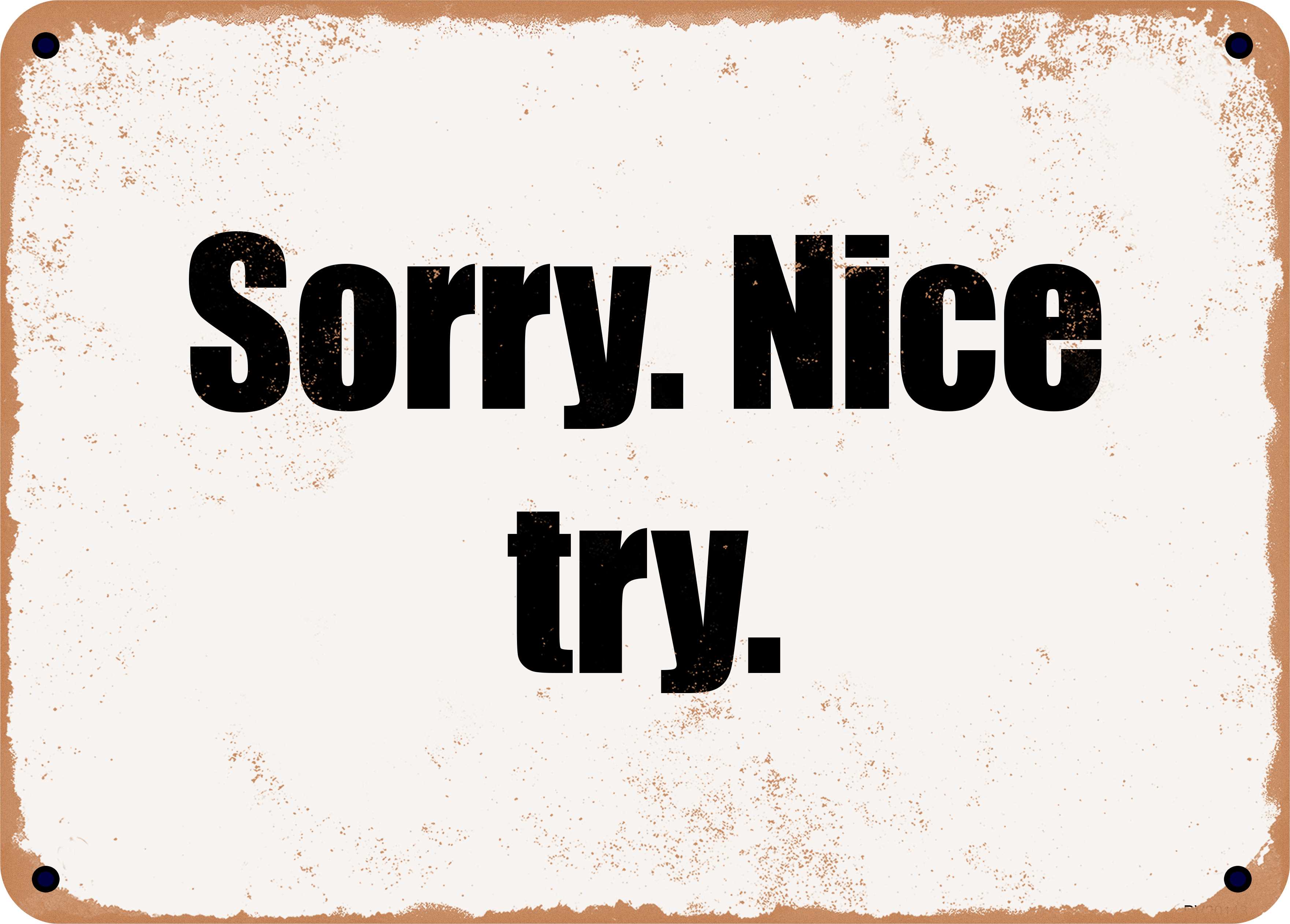 7 x 10 Metal Sign - Sorry. Nice try. - Rusty Vintage Look - Walmart ...