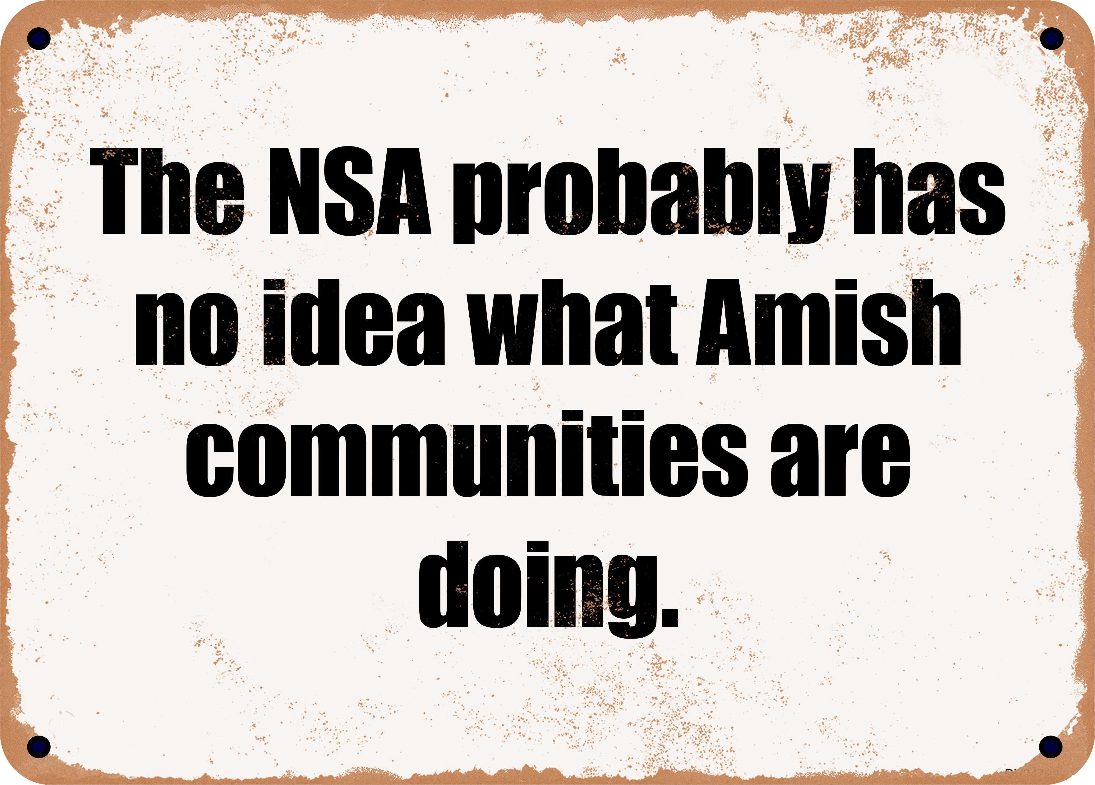 7 x 10 Metal Sign - The NSA probably has no idea what Amish communities ...