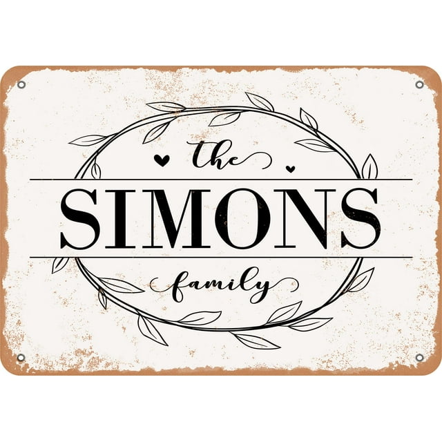 7 x 10 Metal Sign - The Simons Family (Style 1) - Vintage Rusty Look ...