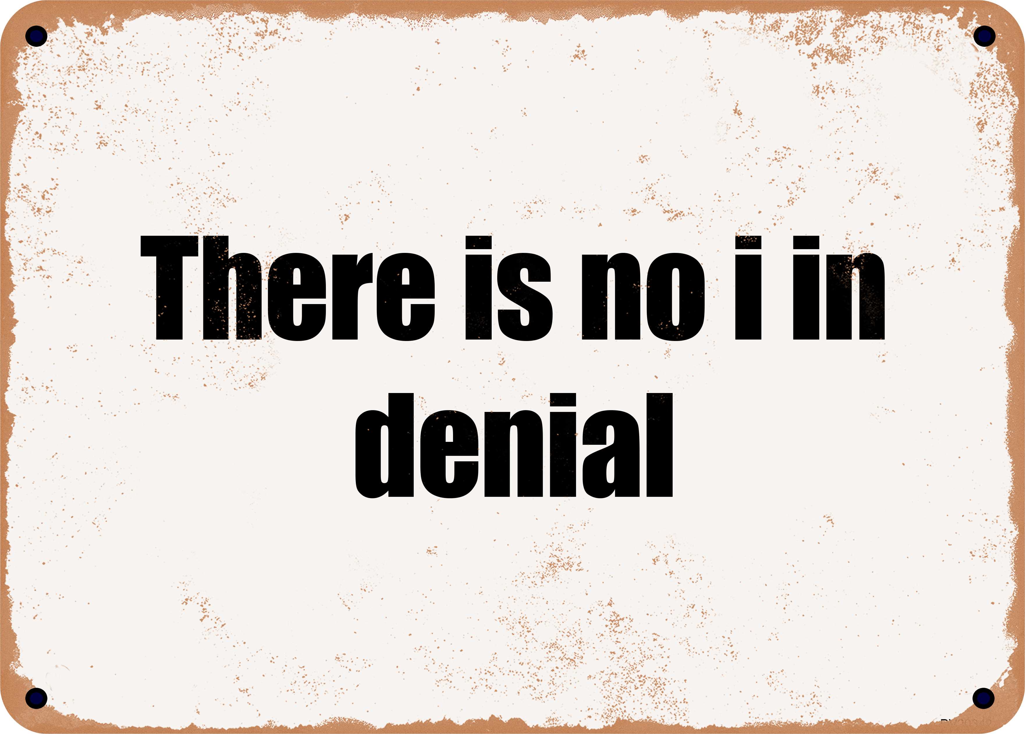 7 x 10 Metal Sign - There is no i in denial - Rusty Vintage Look ...