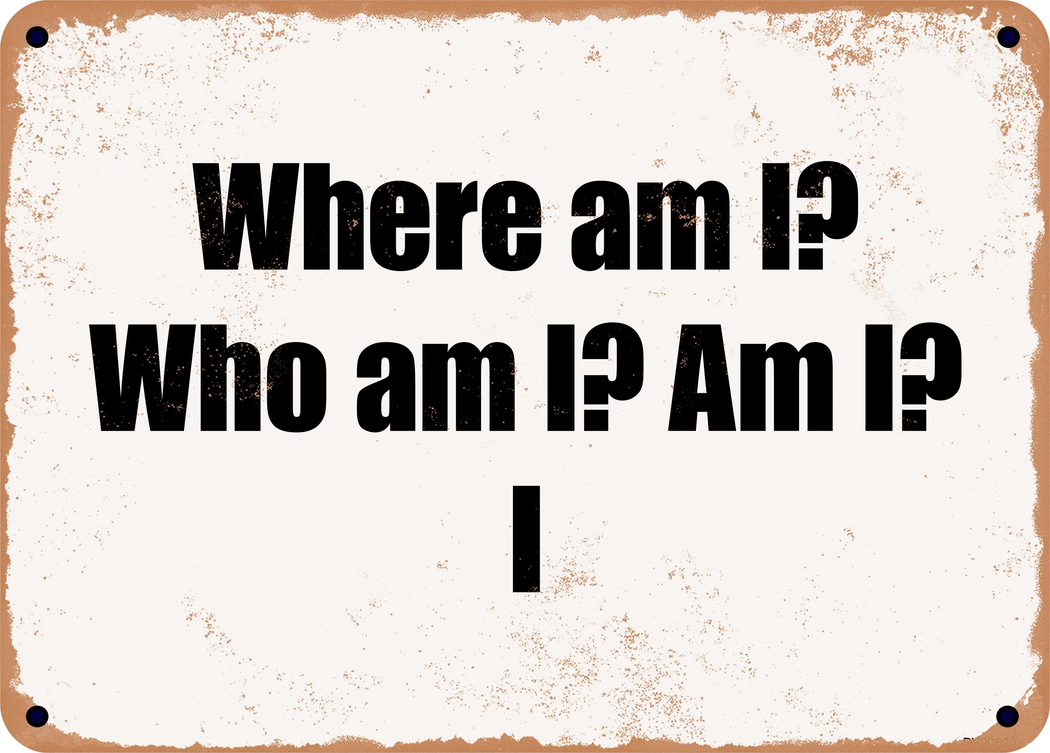 7 x 10 Metal Sign - Where am I? Who am I? Am I? I - Rusty Vintage Look ...