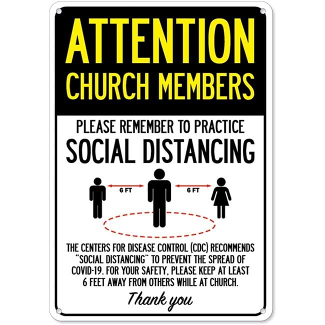 7 x 10 in. Covid-19 Notice Sign - Attention Church Members Practice ...