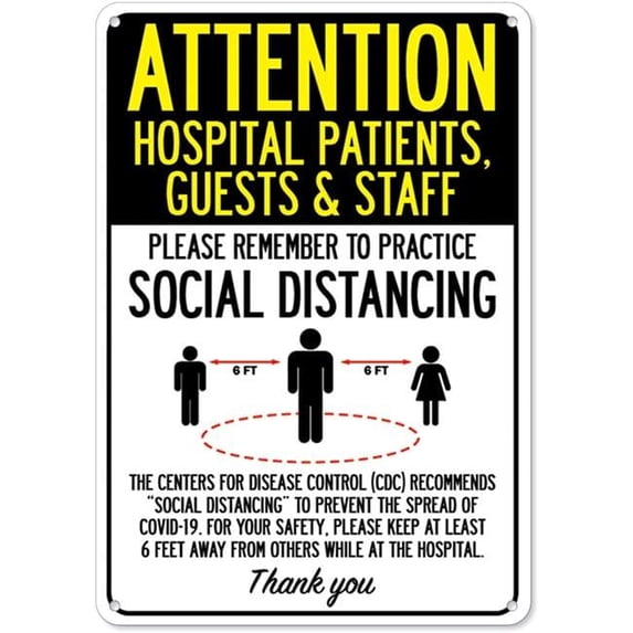 7 x 10 in. Covid-19 Notice Sign - Attention Hospital Patients Guests ...