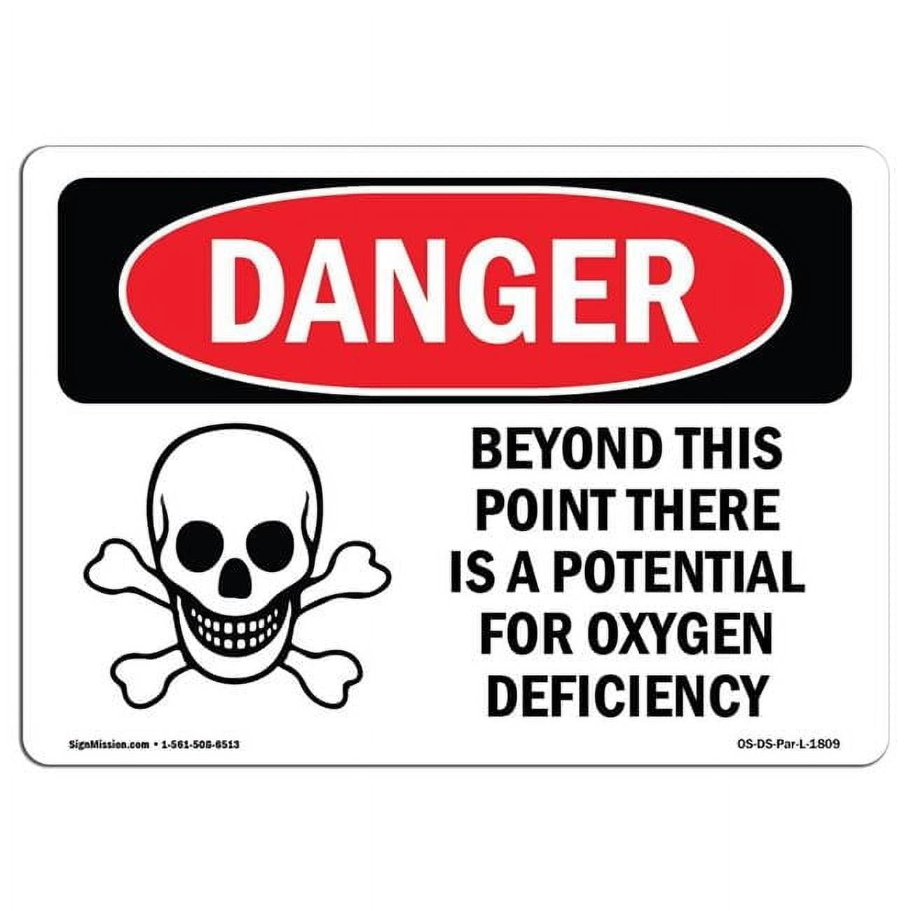 7 x 10 in. OSHA Danger Sign - Oxygen Deficiency Beyond This Point ...