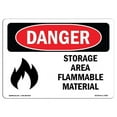 7 x 10 in. OSHA Danger Sign - Storage Area Flammable Material - Walmart.com