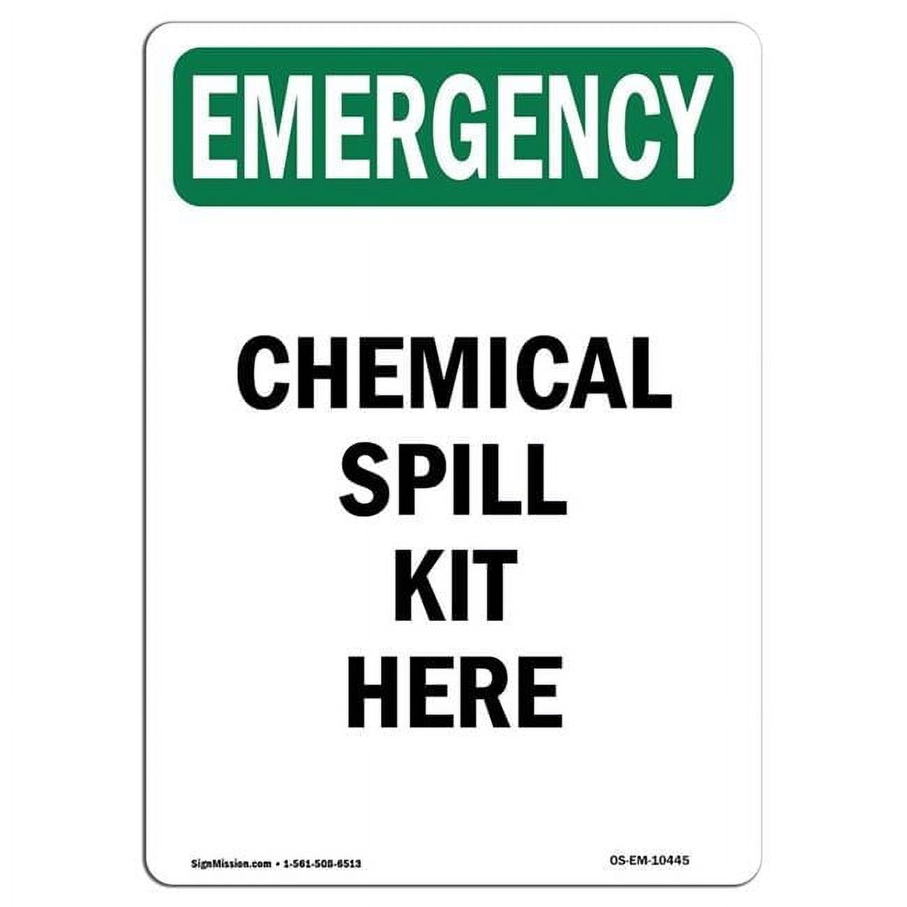 7 x 10 in. OSHA Emergency Sign - Chemical Spill Kit Here - Walmart.com