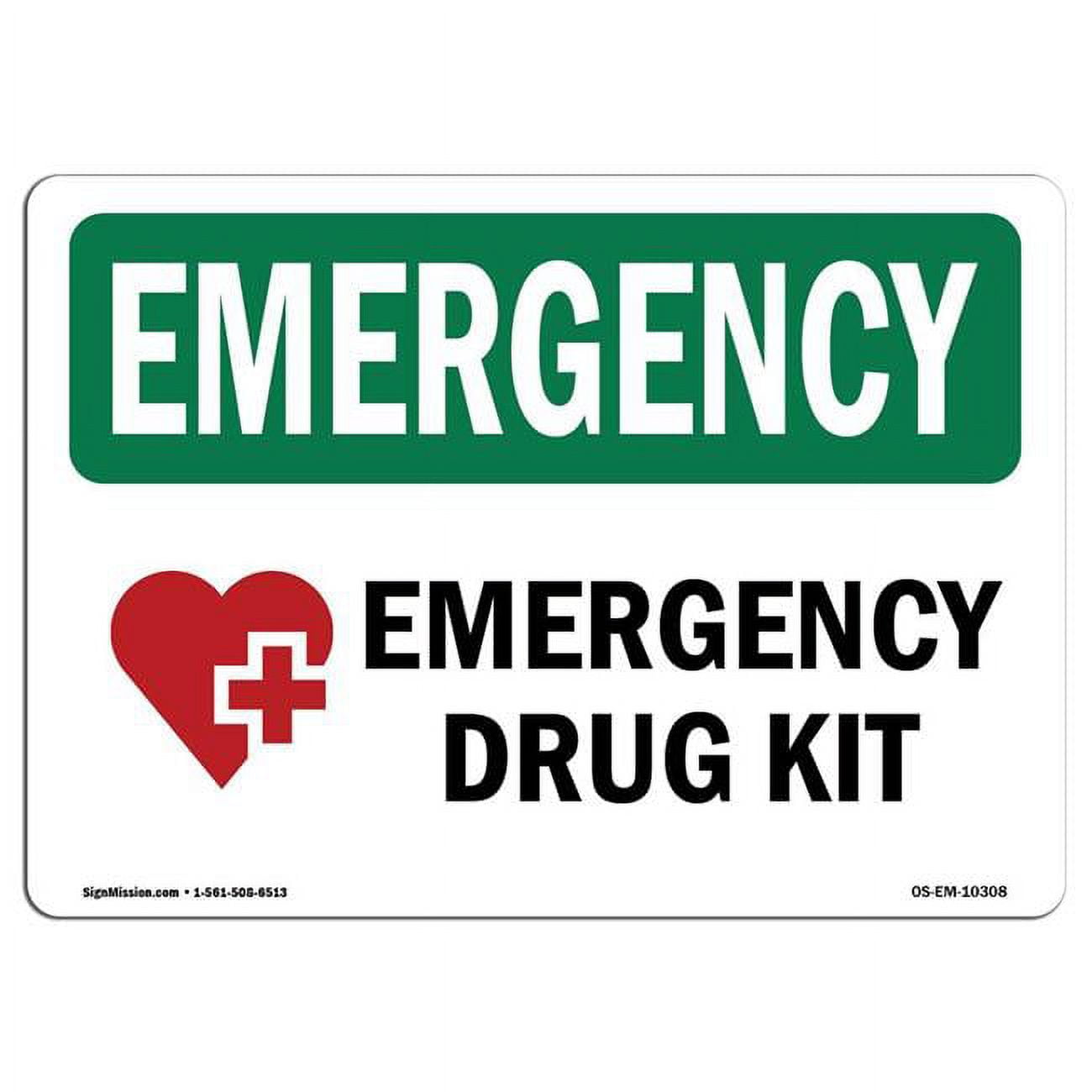 7 x 10 in. OSHA Emergency Sign - Drug Kit with Symbol - Walmart.com