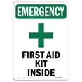 7 x 10 in. OSHA Emergency Sign - First Aid Kit Inside with Symbol ...