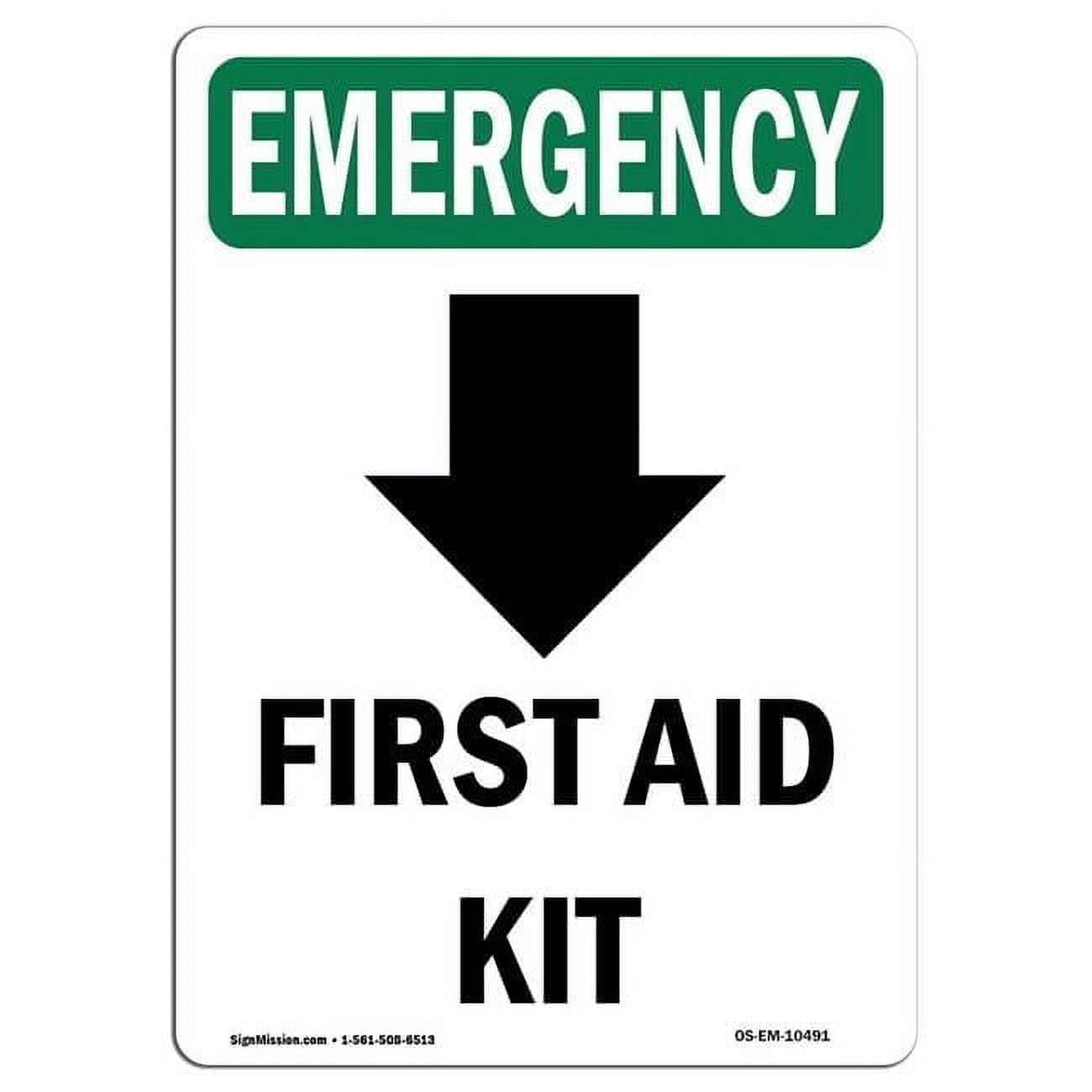7 x 10 in. OSHA Emergency Sign - First Aid Kit with Symbol - Walmart.com