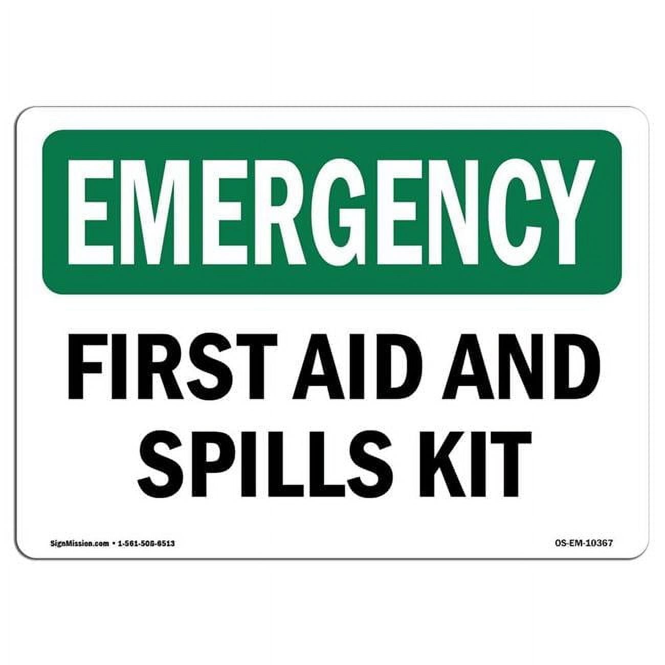 7 x 10 in. OSHA Emergency Sign - First Aid & Spills Kit - Walmart.com