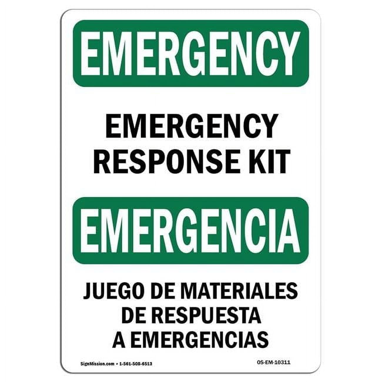 7 x 10 in. OSHA Emergency Sign - Response Kit Bilingual - Walmart.com