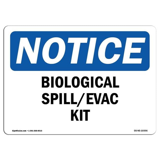 7 x 10 in. OSHA Notice Sign - Biological Spill Evac Kit - Walmart.com