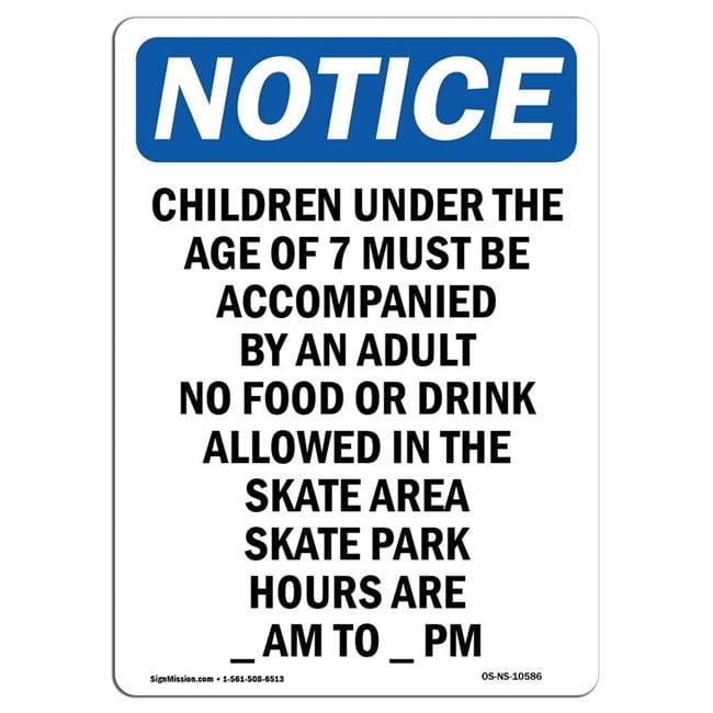 7 x 10 in. OSHA Notice Sign - Children Under the Age of 7 Must ...