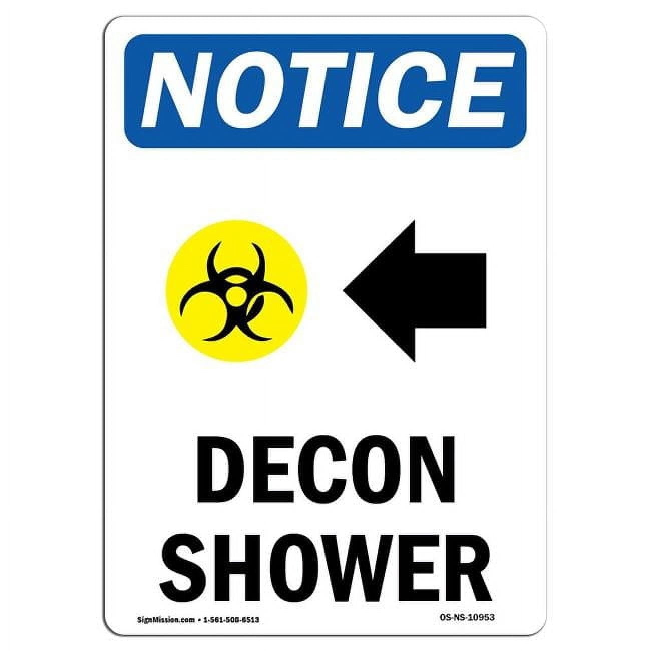 7 x 10 in. OSHA Notice Sign - Decon Shower Left Arrow - Walmart.com