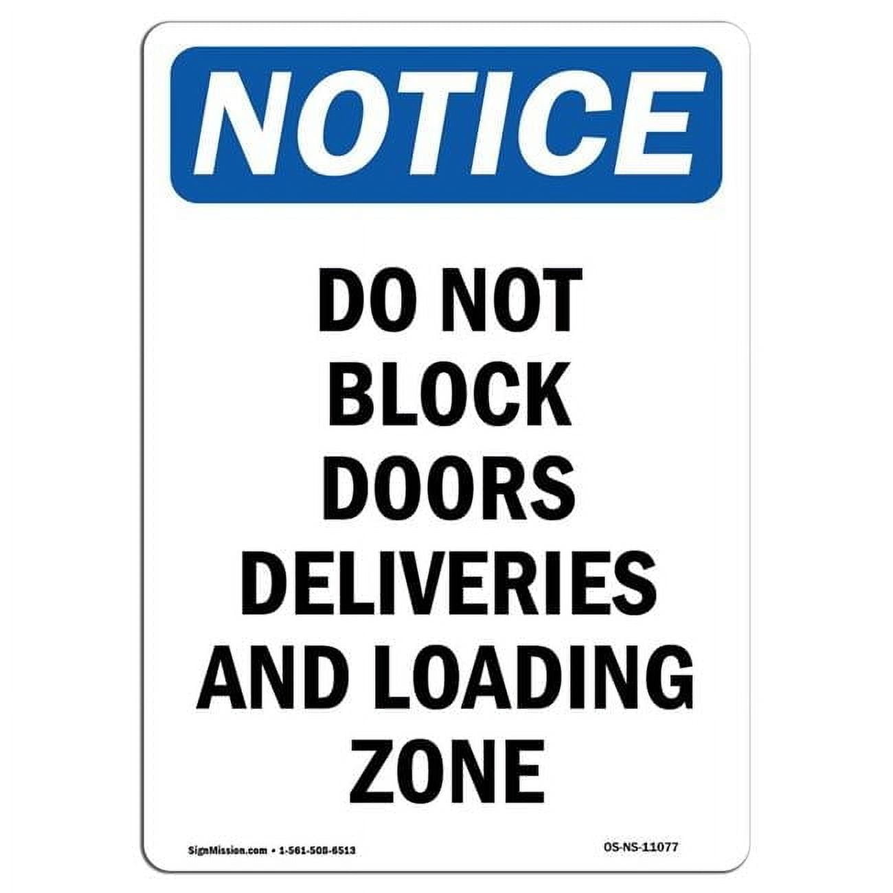 7 x 10 in. OSHA Notice Sign - Do Not Block Doors Deliveries - Walmart.com