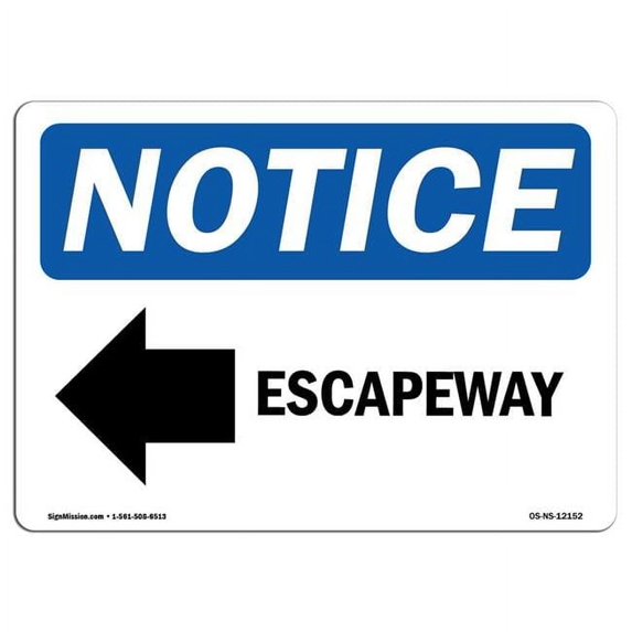 7 x 10 in. OSHA Notice Sign - Escapeway Left Arrow - Walmart.com