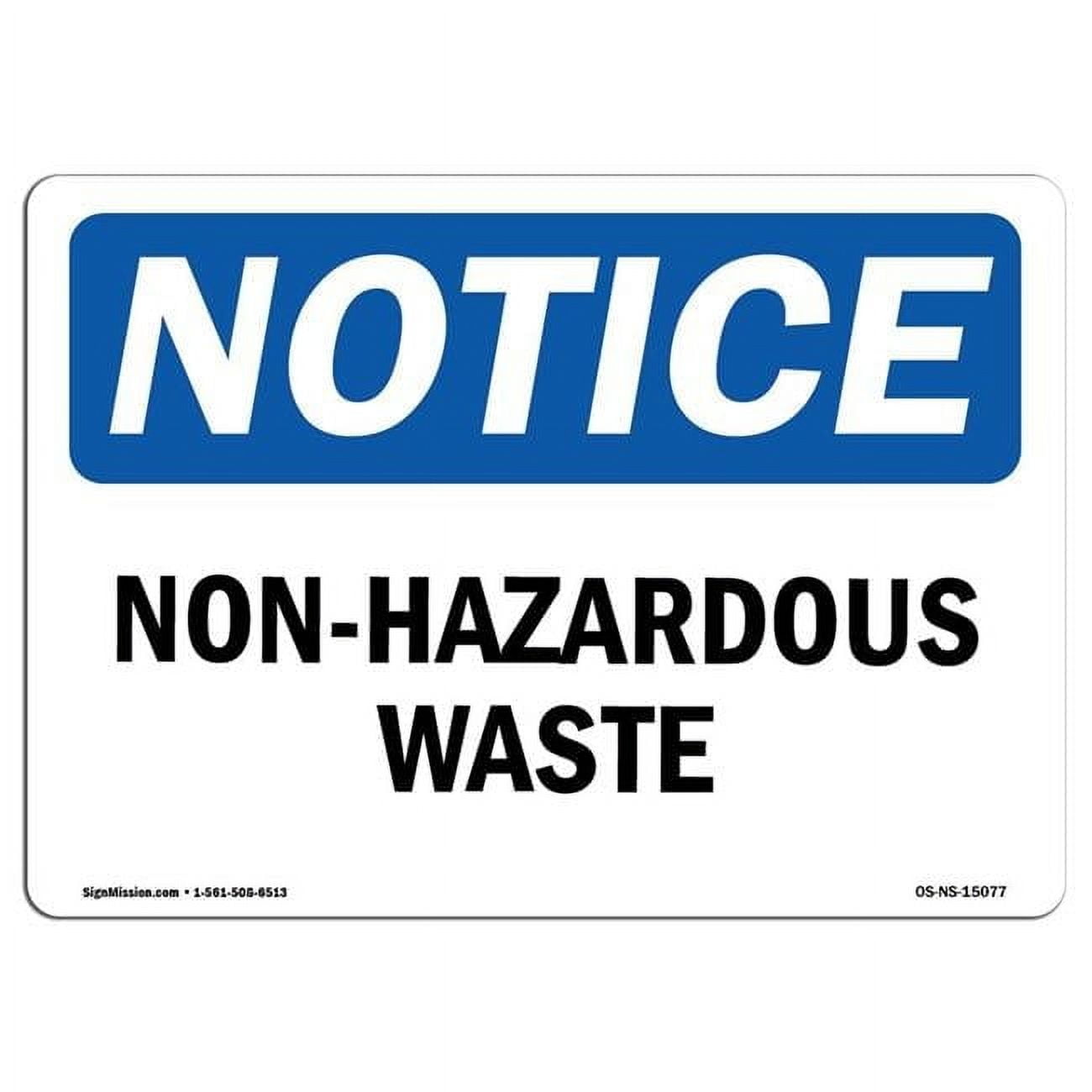 7 x 10 in. OSHA Notice Sign - Non-Hazardous Waste - Walmart.com
