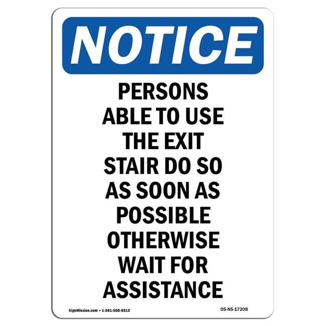 7 x 10 in. OSHA Notice Sign - Persons Able to Use the Exit Stair ...