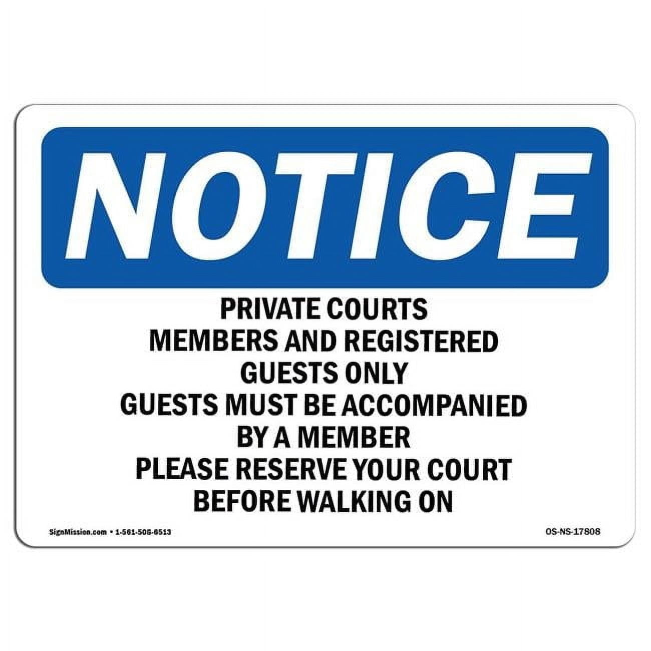 7 x 10 in. OSHA Notice Sign - Private Courts Members & Registered ...