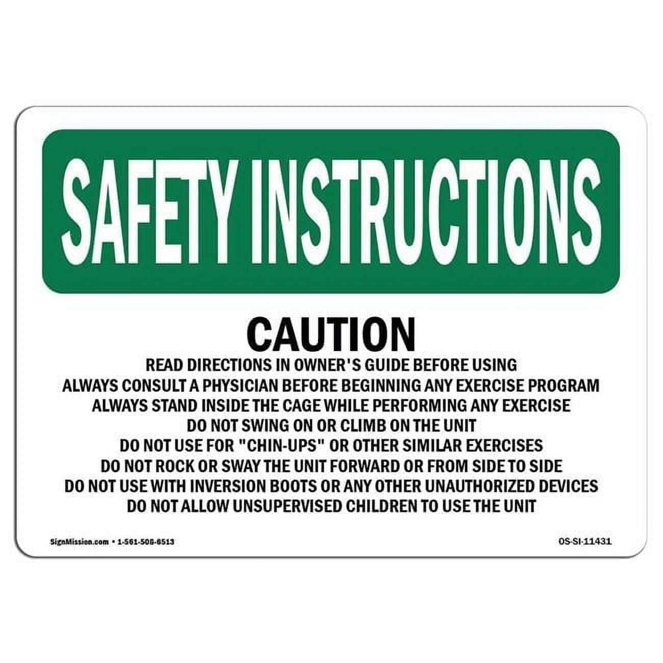 7 x 10 in. OSHA Safety Instructions Sign - Caution Read Directions in ...